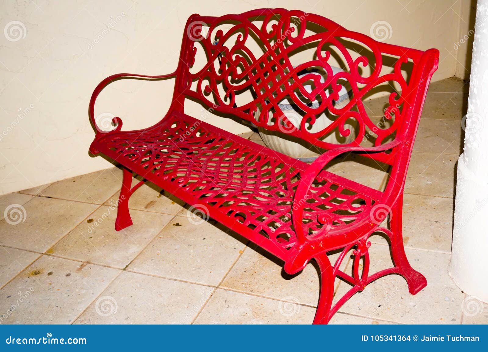 Red Bench Isolated on White Wall Stock Photo - Image of courtyard ...