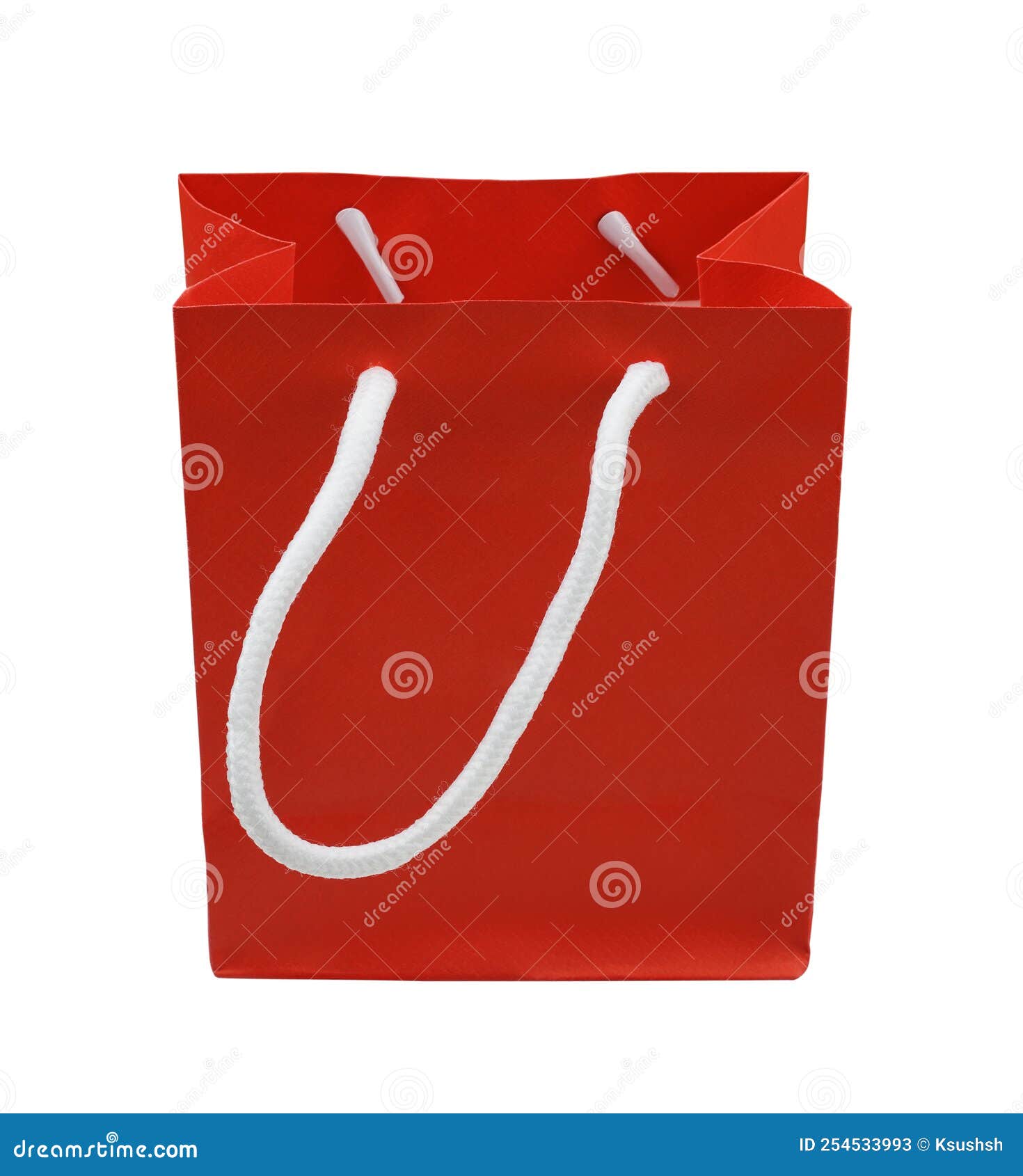 Empty Red Paper Bag Isolated on White Stock Image - Image of package ...