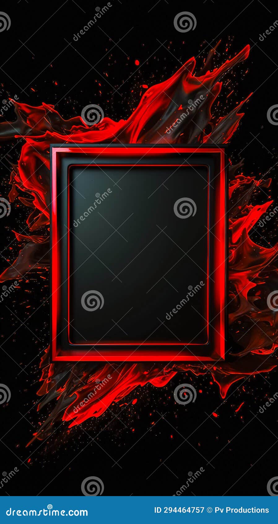 Empty Red Picture Frame with Red Paint Splash. Stock Image - Image of ...