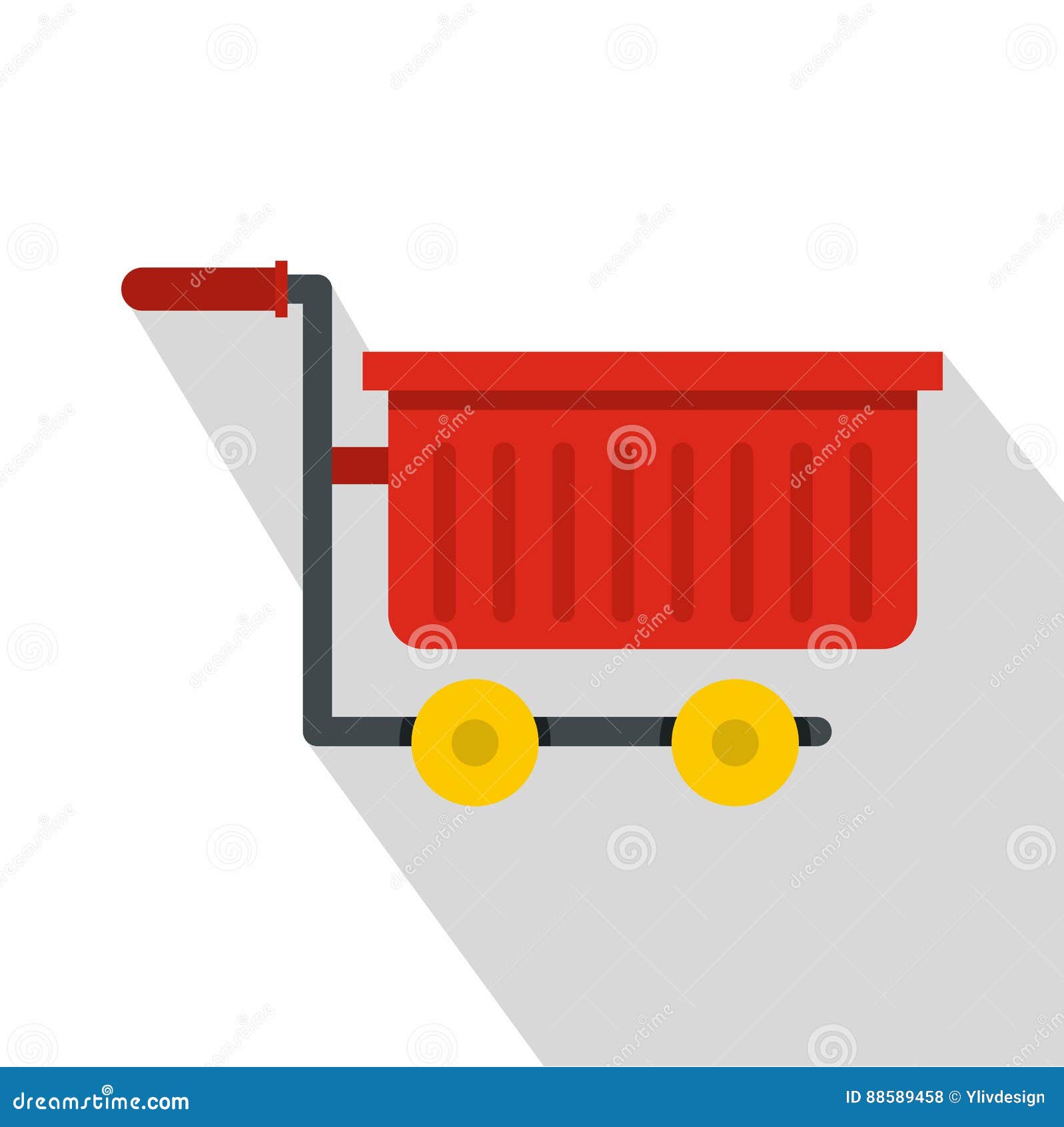Empty Red Plastic Shopping Trolley Icon Flat Style Stock Vector ...