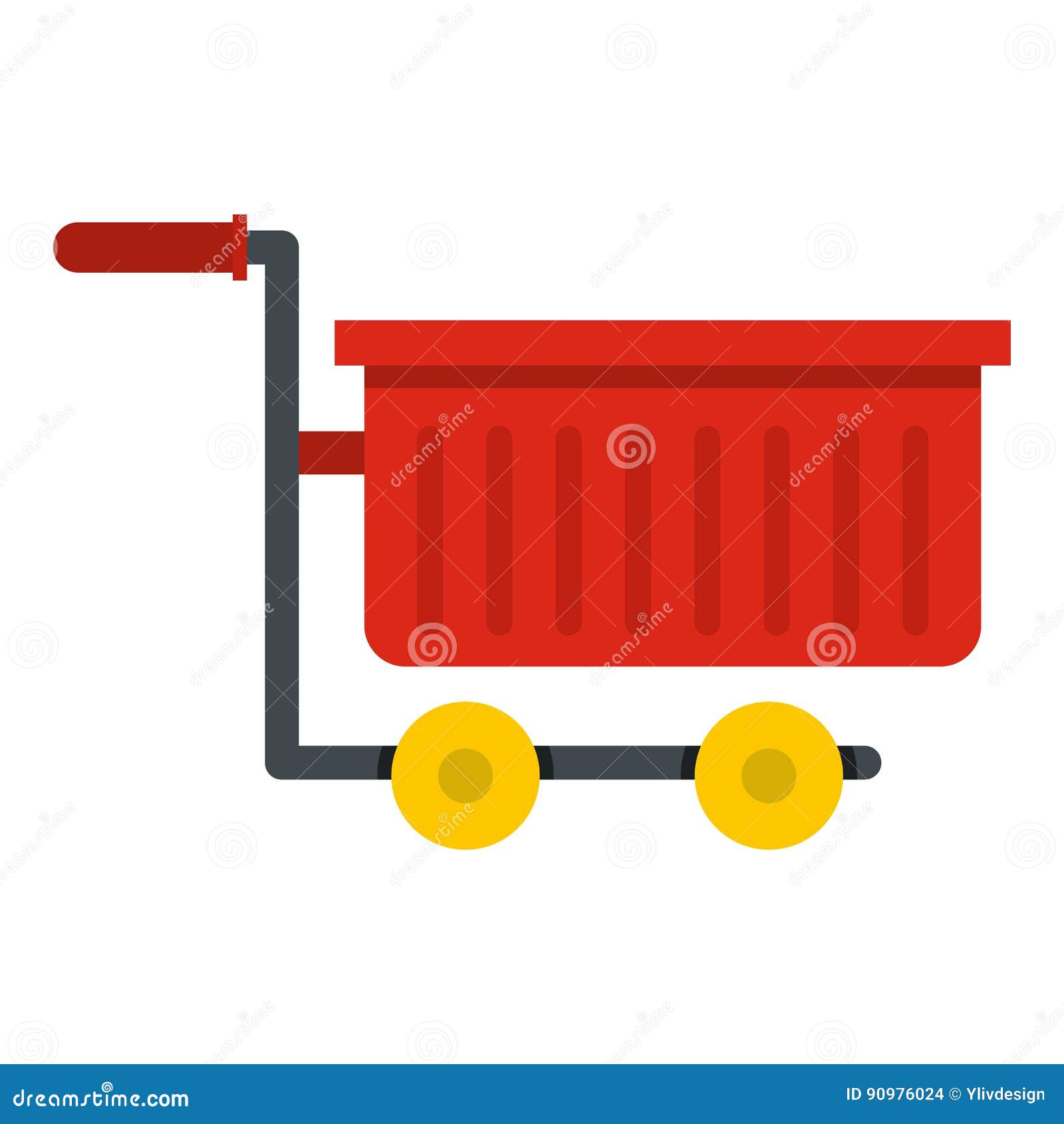 Empty Red Plastic Shopping Trolley Icon Isolated Stock Vector ...
