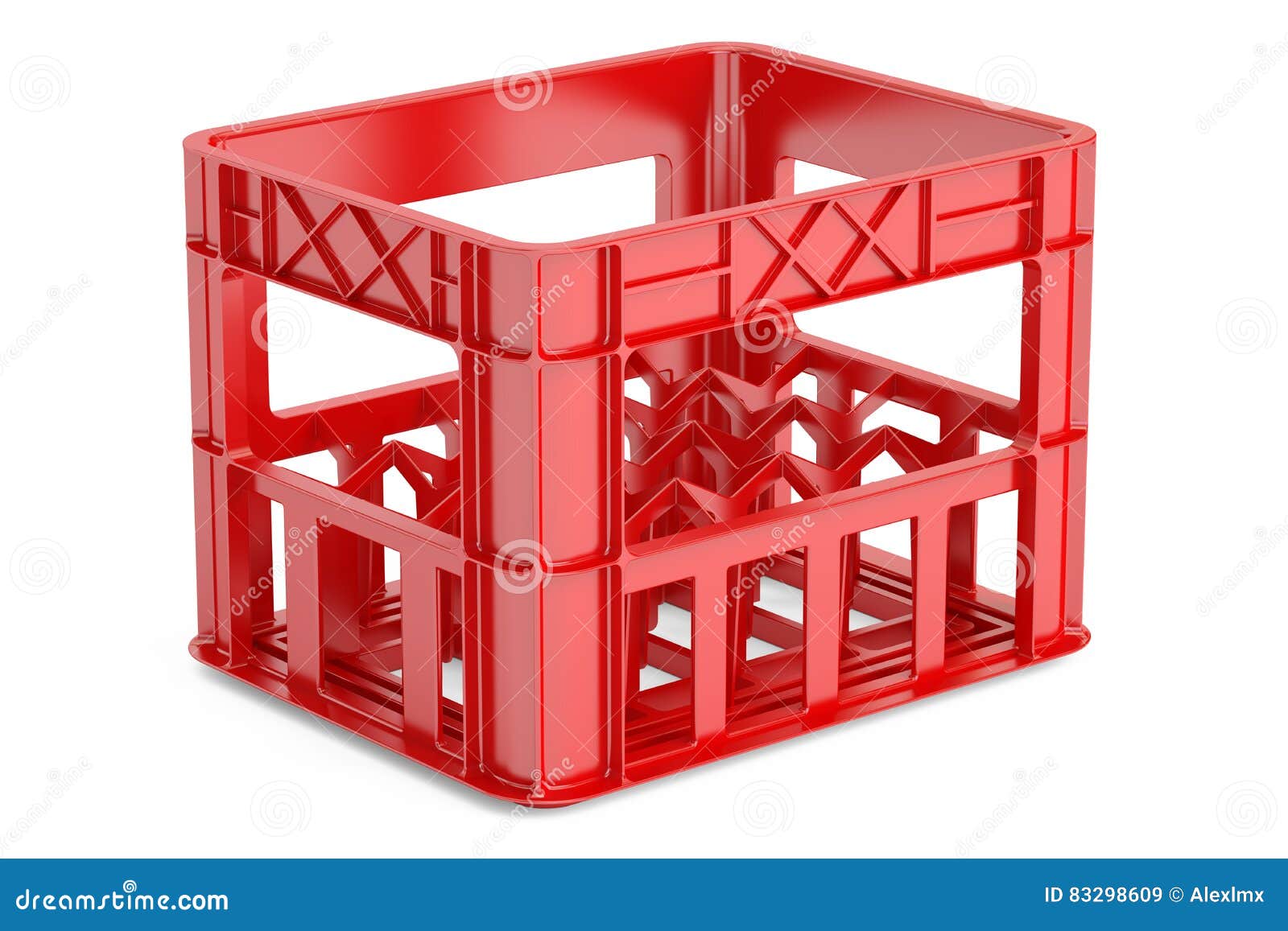 Empty Red Plastic Storage Box, Crate for Bottles. 3D Rendering Stock ...