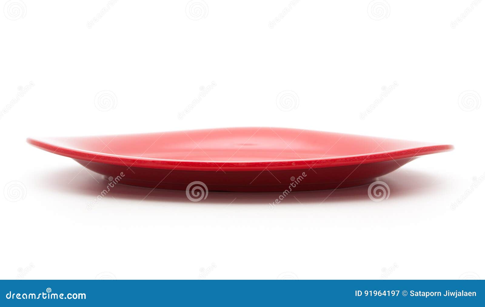Empty Red Plate on the White Stock Image - Image of cuisine, round ...