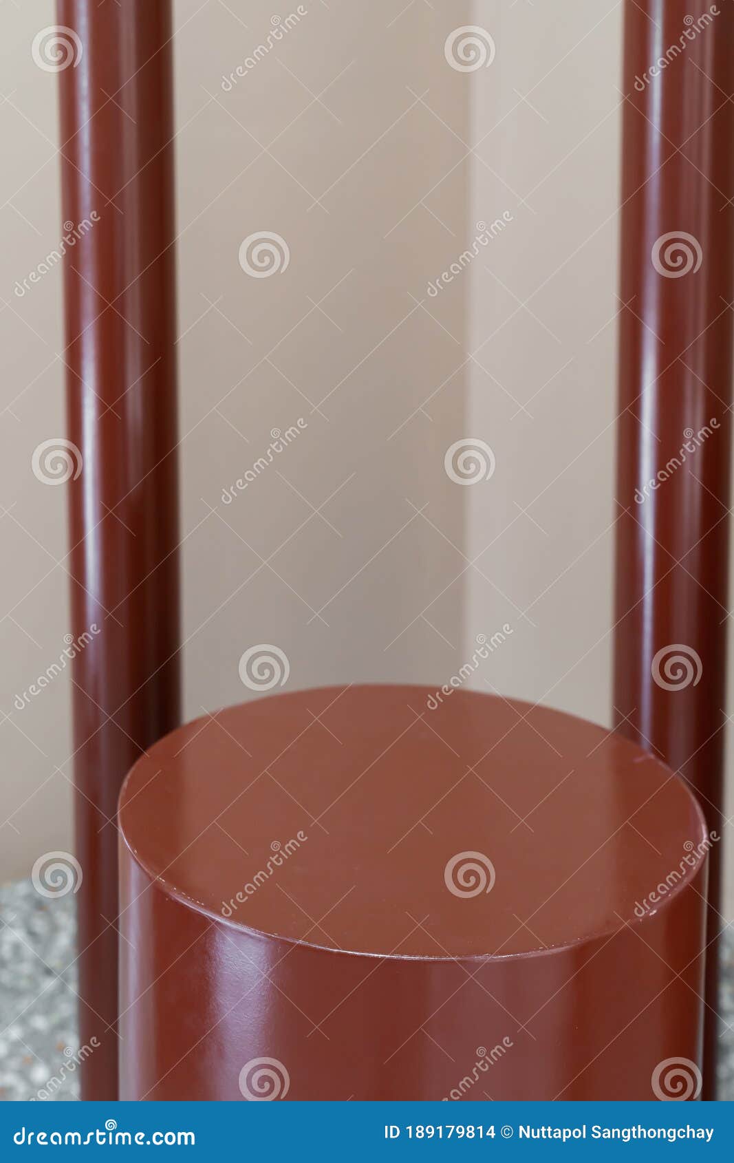 Empty Red Podium Display on Beige Background with Corrugated Red ...