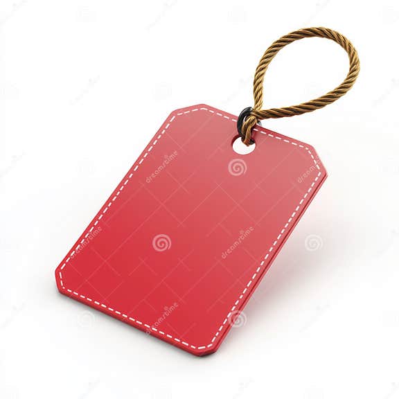 Empty Red Price Tag with String, Isolated on White Background Stock ...