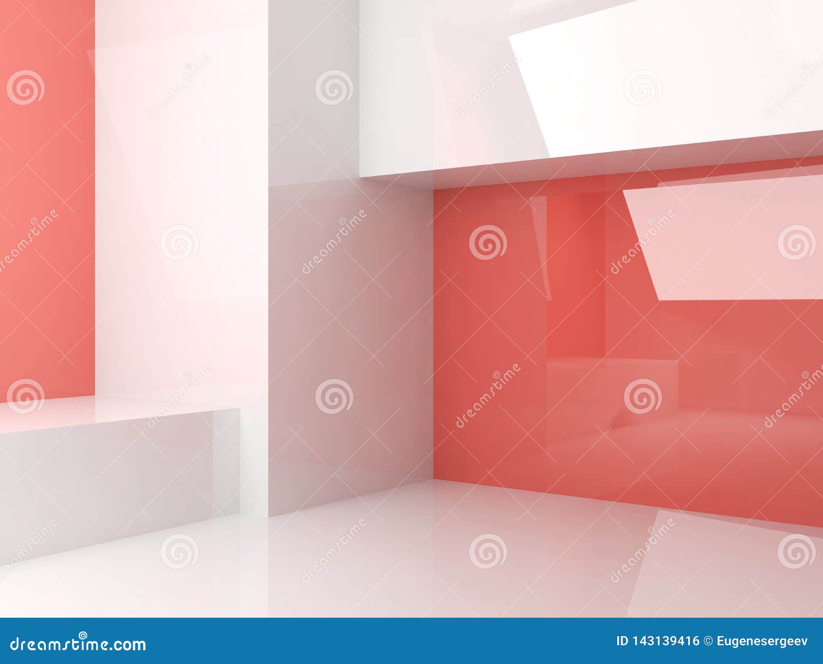 Empty Red Room with White Installation, 3d Stock Photo - Image of ...