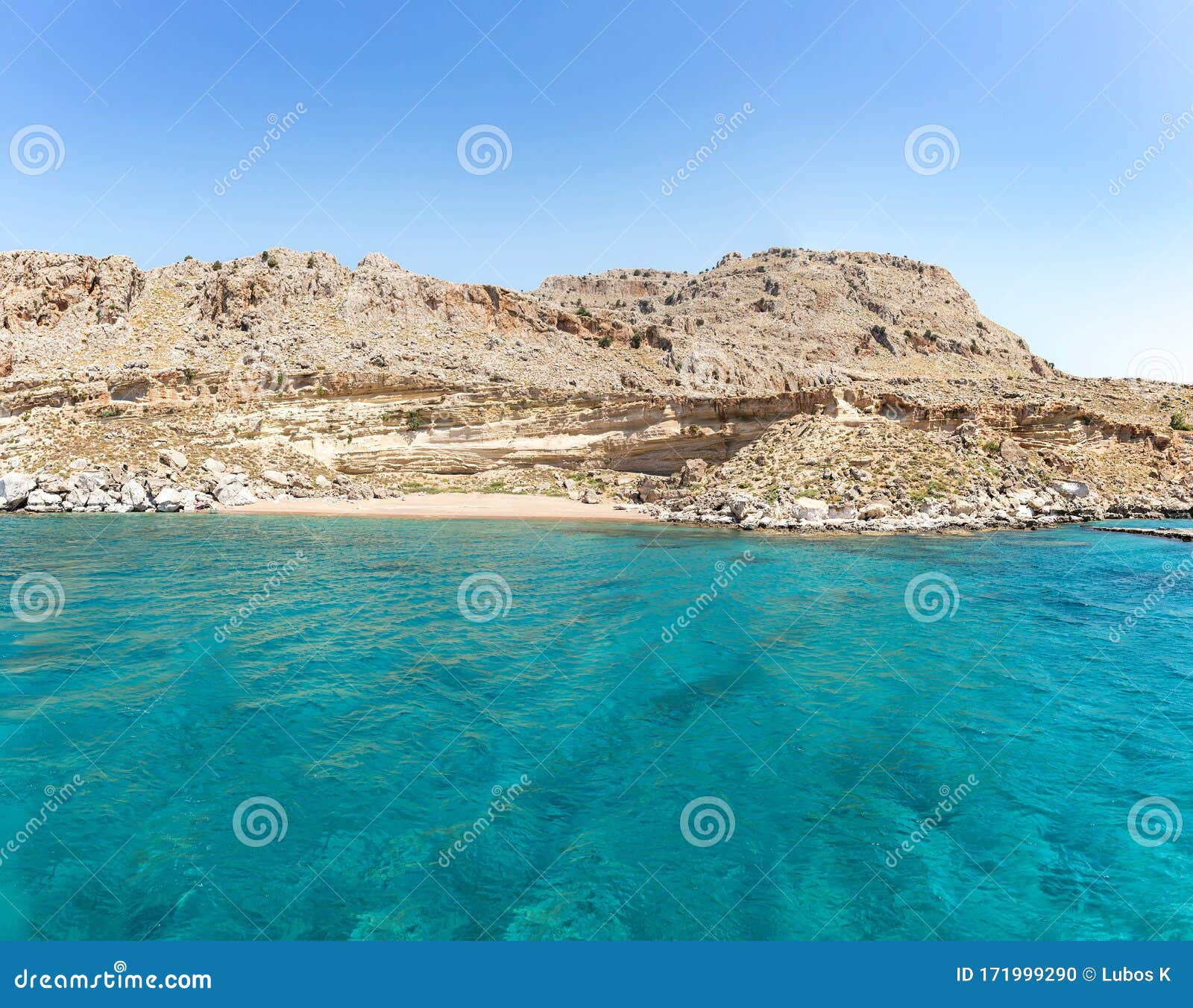Empty Red Sand Beach Accessible only by Boat Rhodes, Greece Stock Photo ...