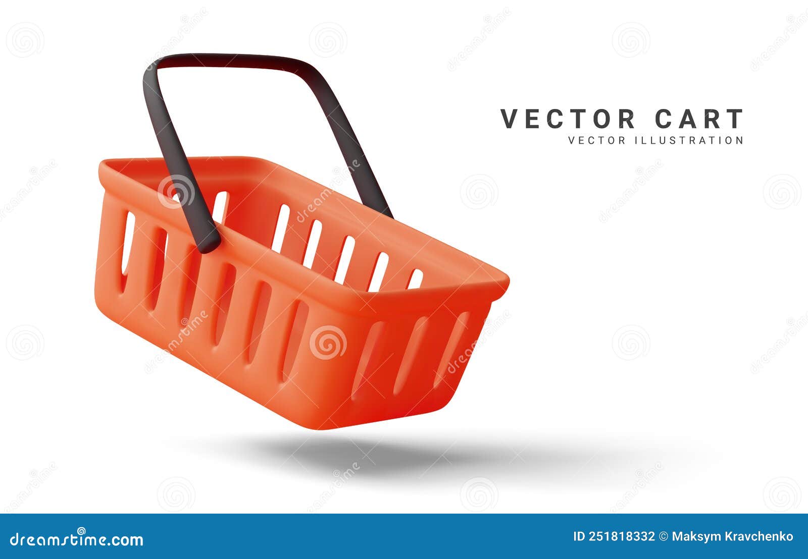 Empty Red Shopping Cart Isolated on White Background. Vector ...
