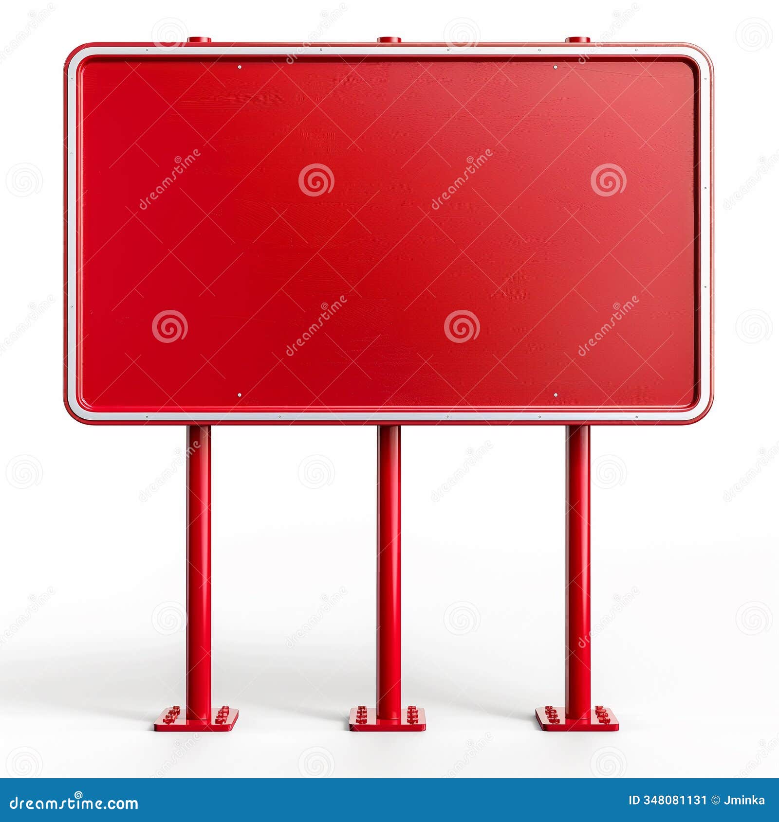 Empty Red Sign Board on Metal Poles on White Background Stock ...
