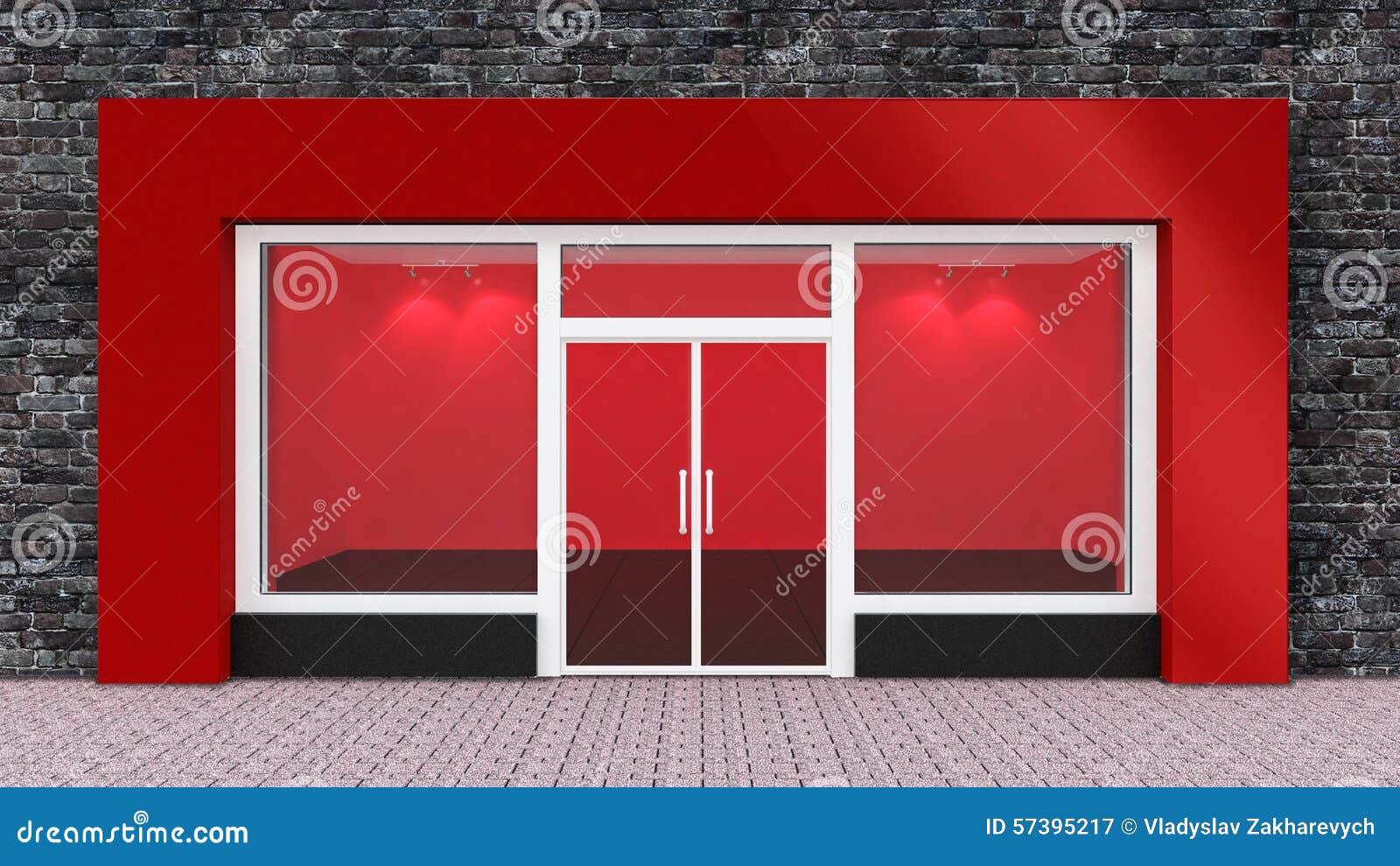 Empty Red Store Front stock illustration. Illustration of illuminated ...