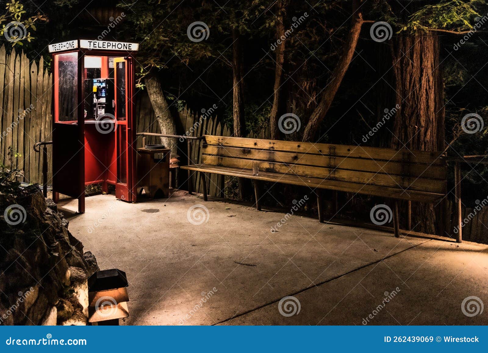 Empty Red Telephone Booth at Night Stock Image - Image of booth, scene ...
