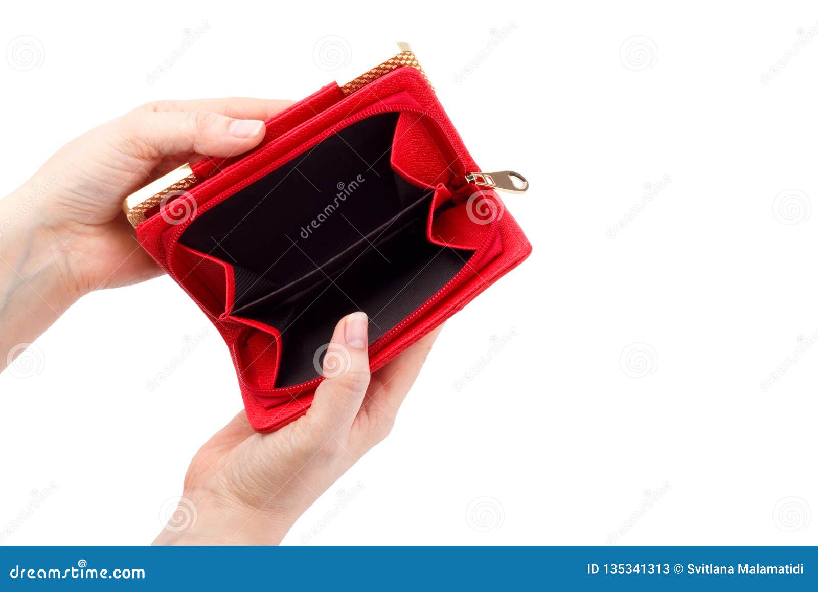 Empty red wallet stock image. Image of holding, glamour - 135341313