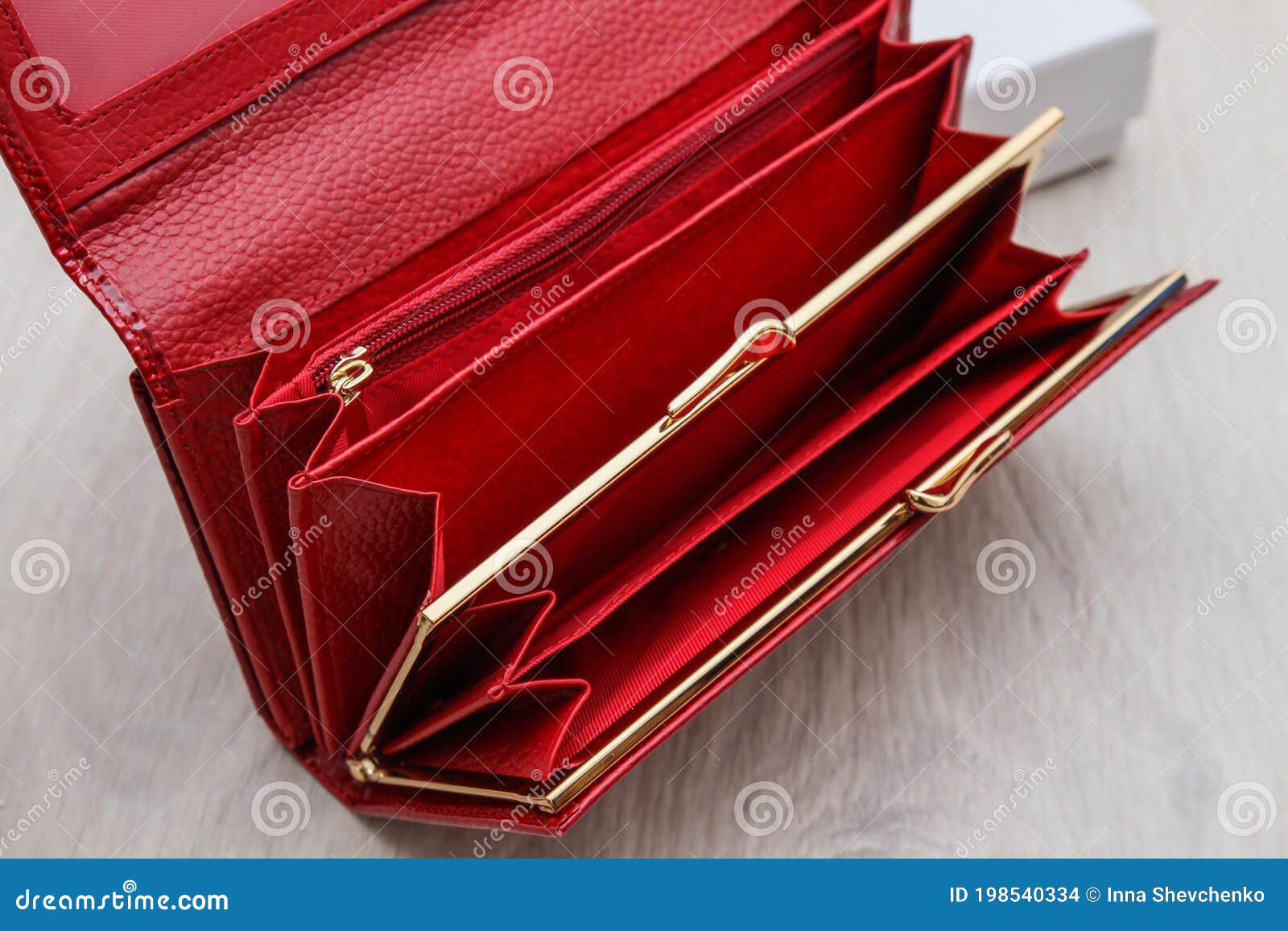 Empty Red Women Wallet on Gray Background Stock Photo - Image of ...