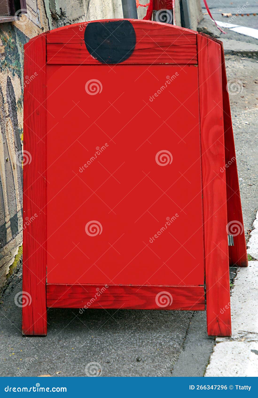 Empty Red Wooden Stand on Street with Copy Space Stock Photo - Image of ...