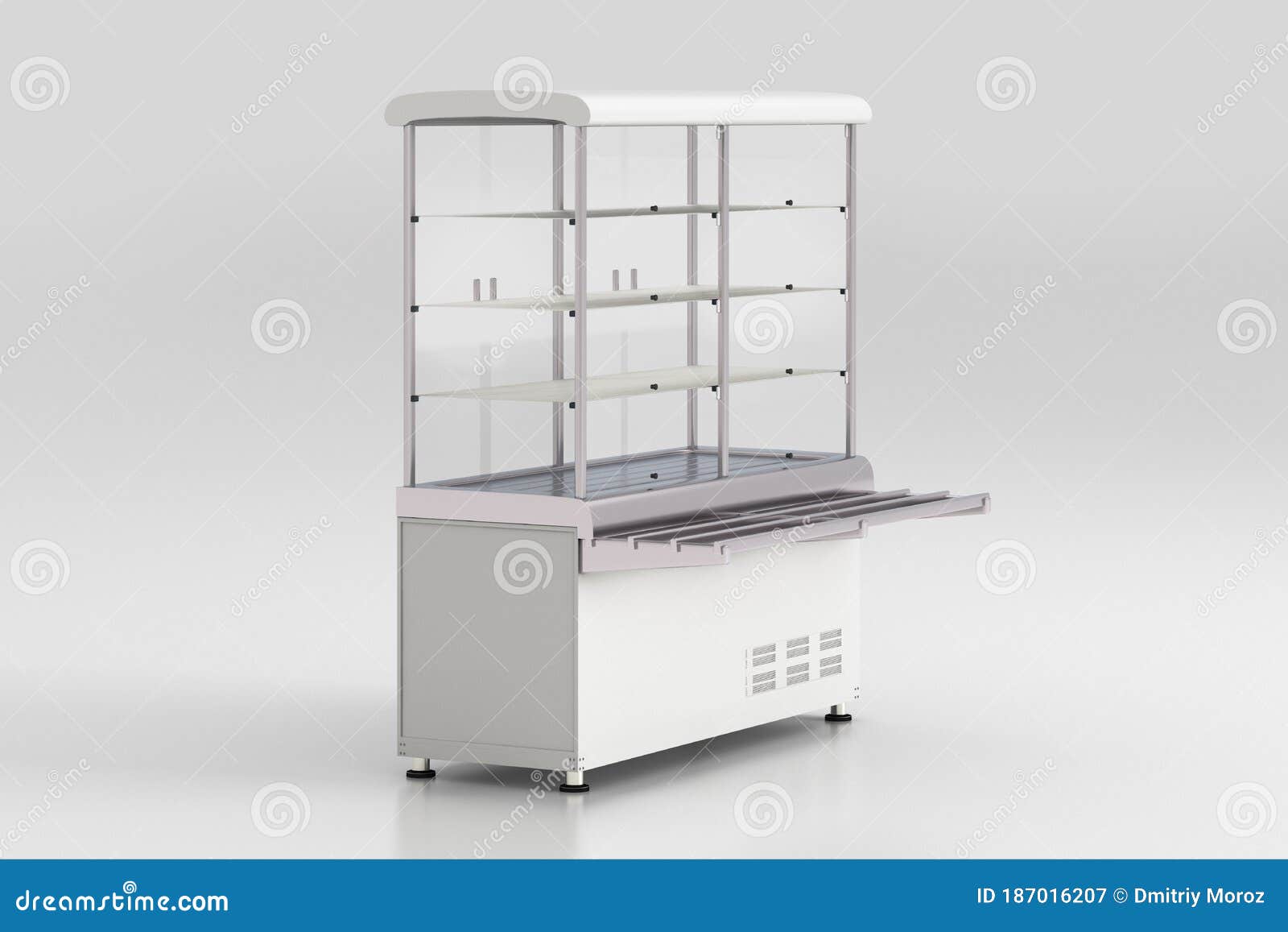 Empty Refrigerated Display of Food Service Counter Stock Illustration ...