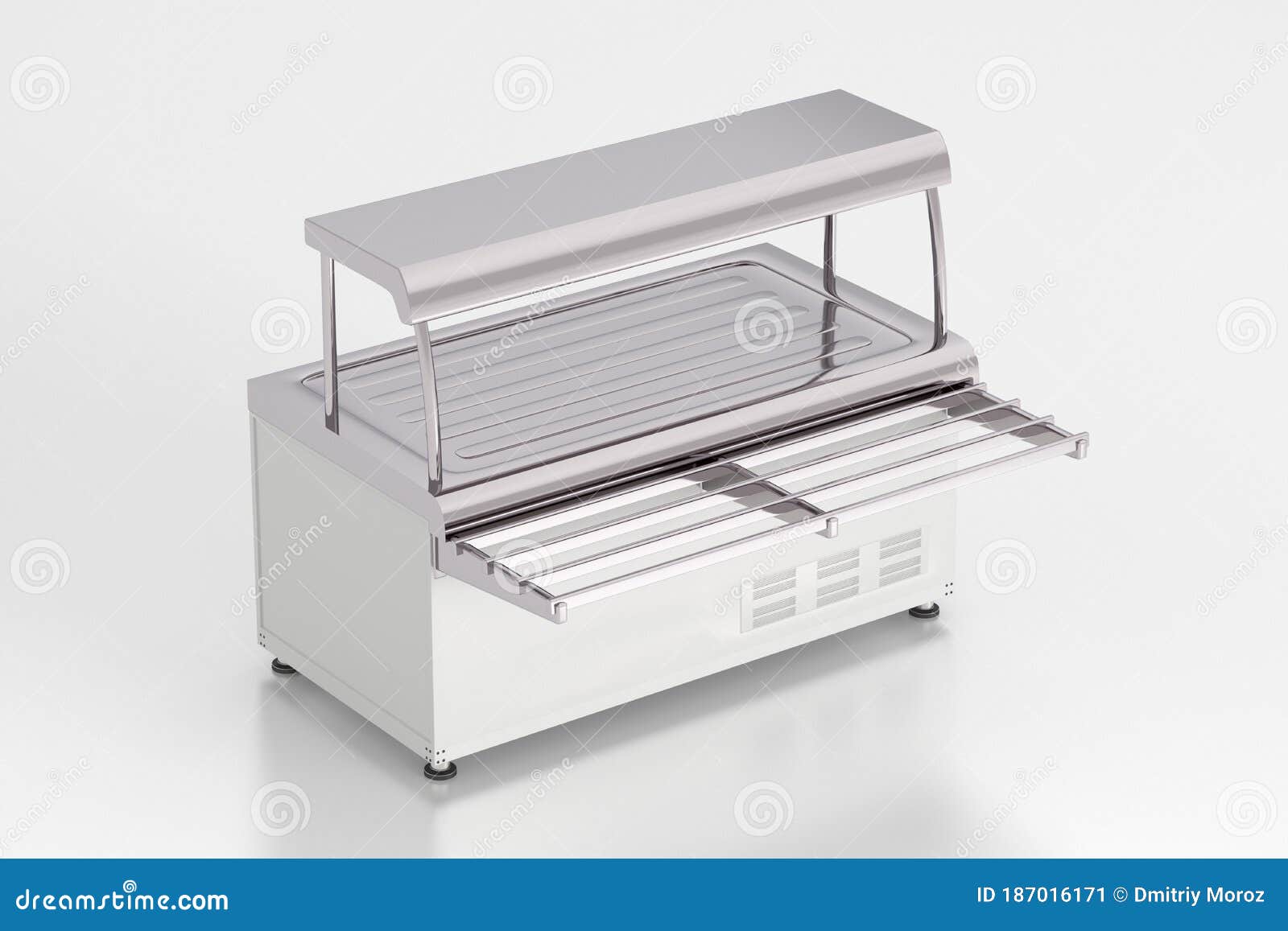 Empty Refrigerated Display of Food Service Counter Stock Illustration ...