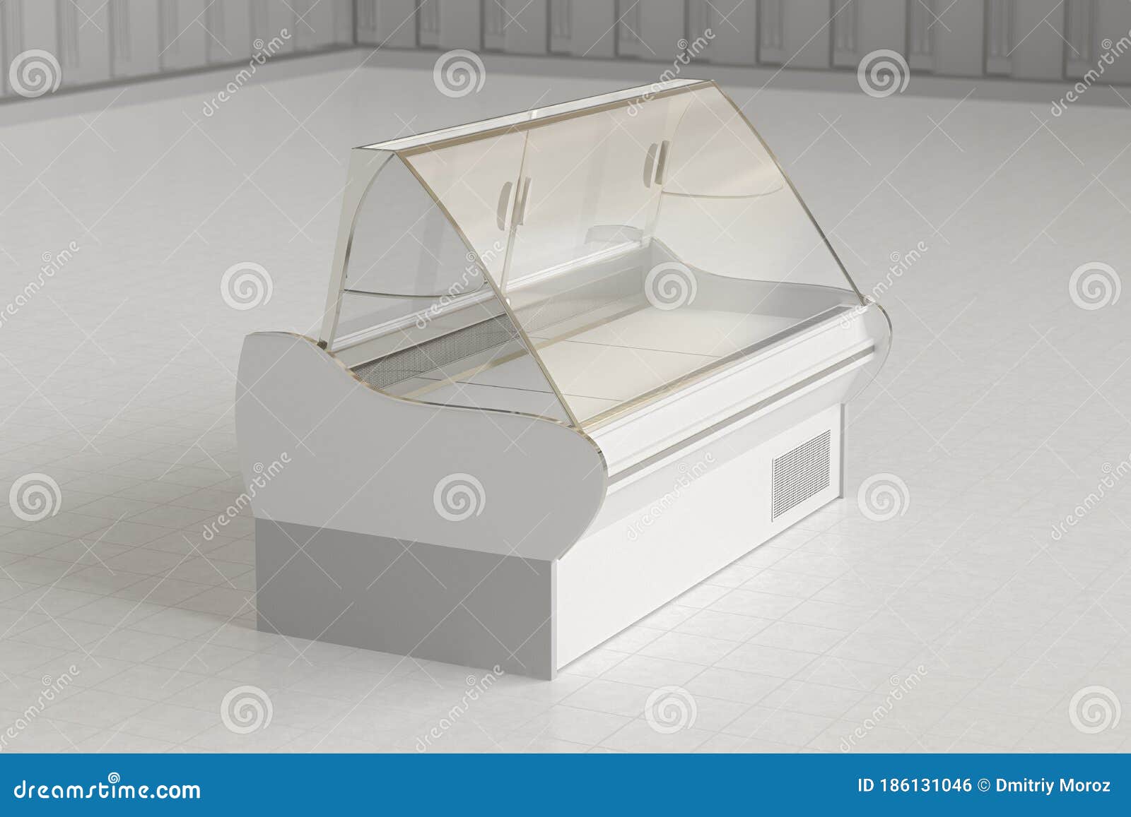Empty Refrigerator Display Showcase Stock Illustration - Illustration ...