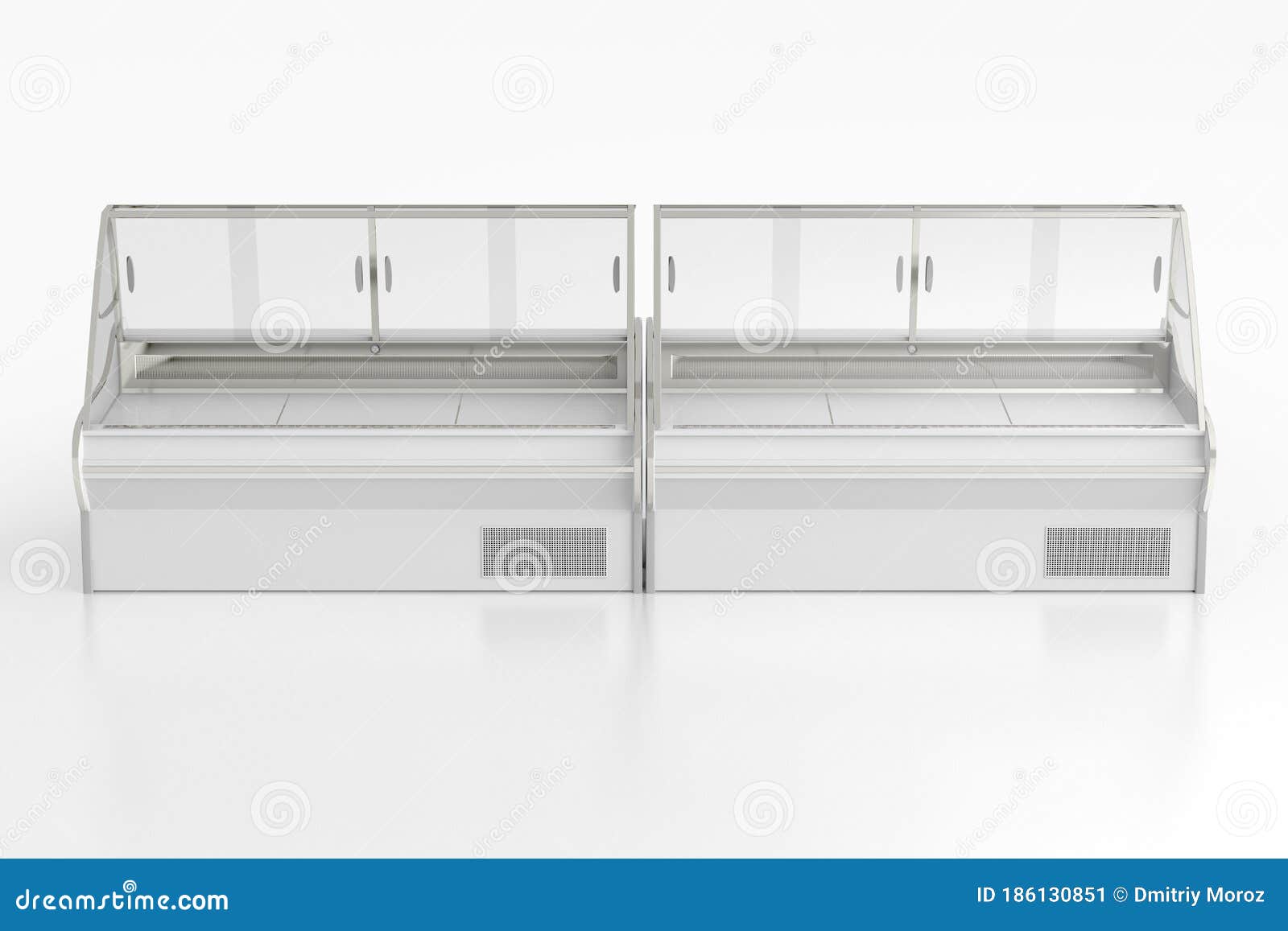 Empty Refrigerator Display Showcase Stock Illustration - Illustration ...