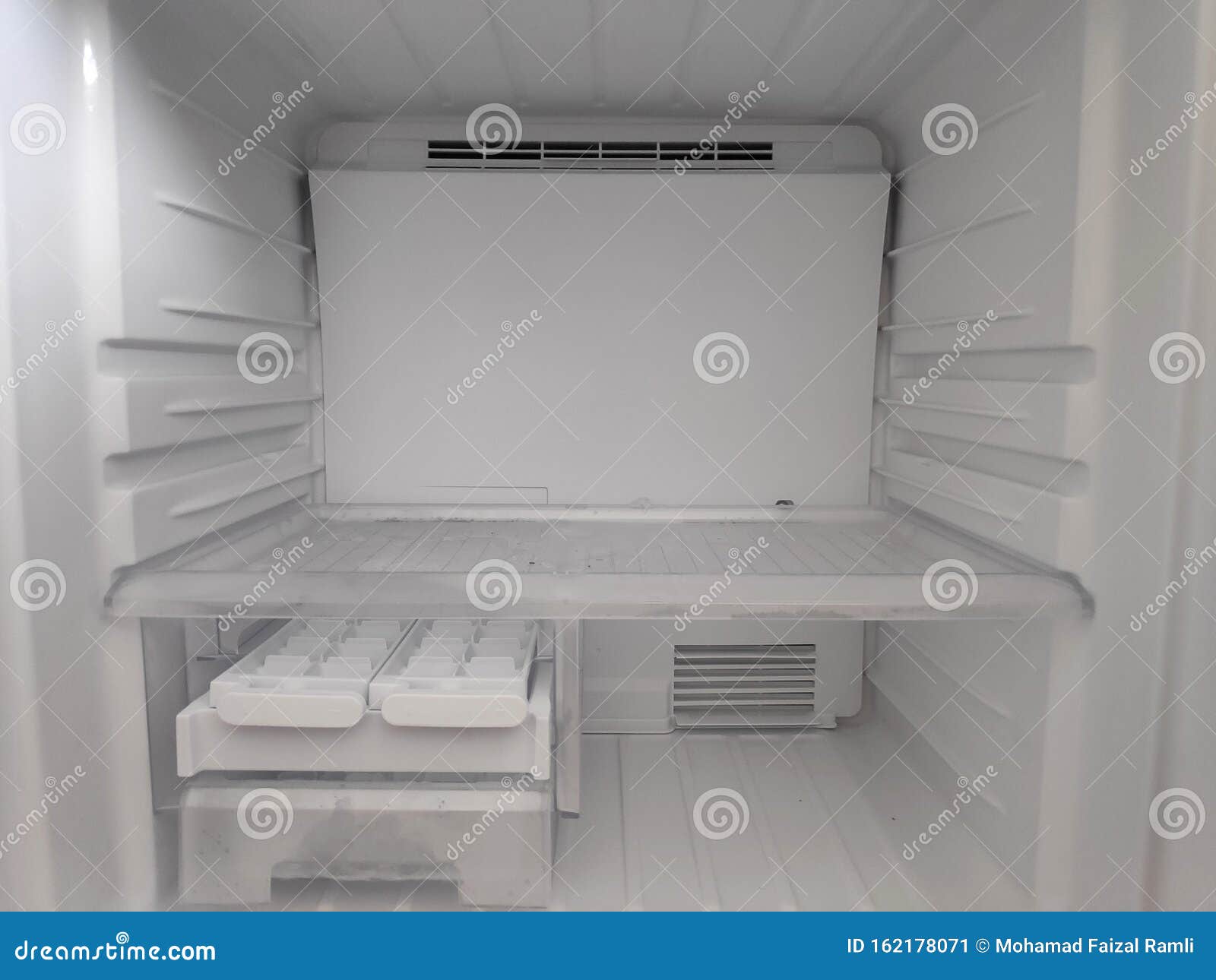 Empty Refrigerator Shelves Closeup. Freezer Chamber Stock Image - Image ...