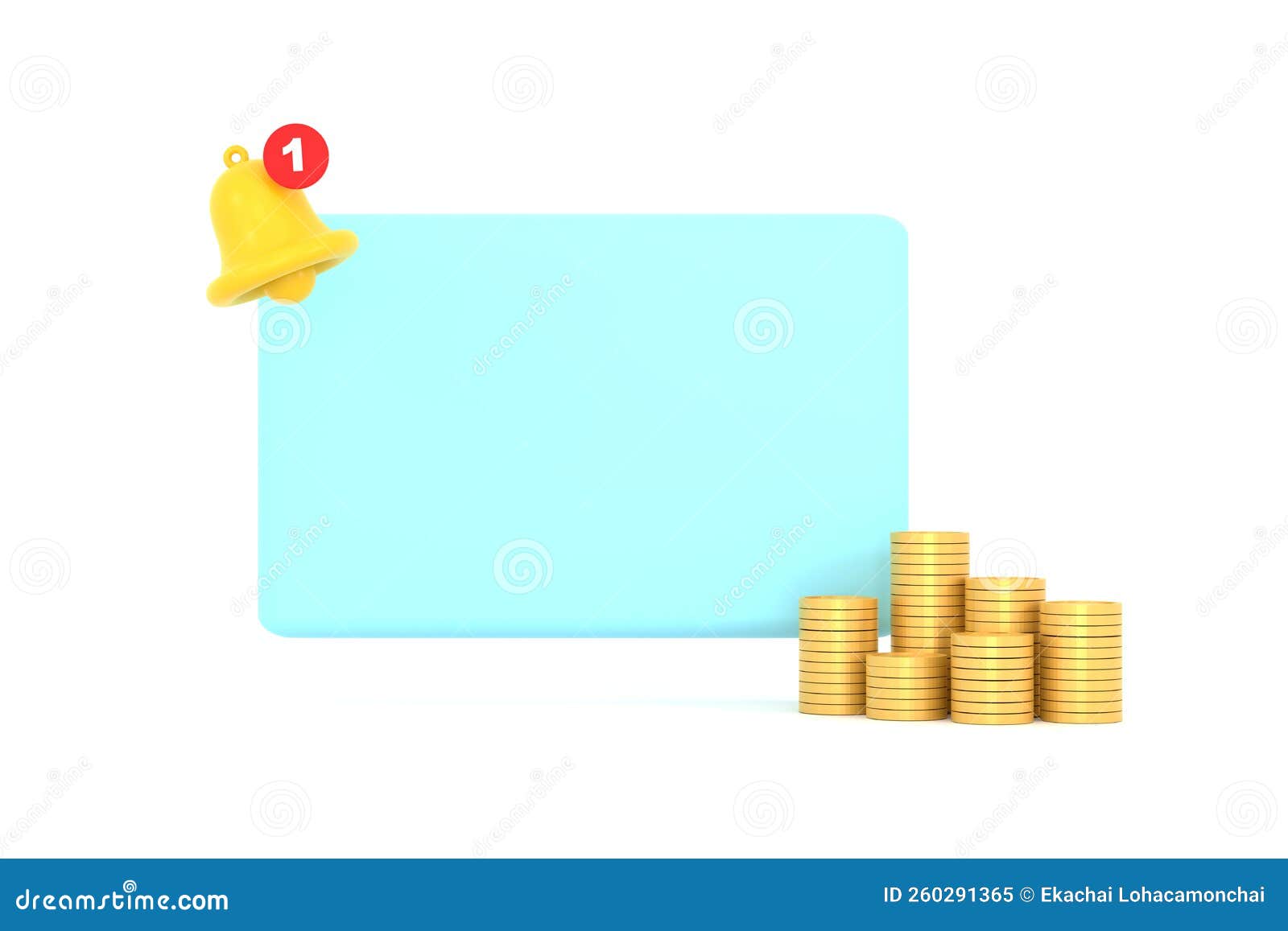 Empty Reminder Pop Up, Notification Bell Icon with Coins Stock ...