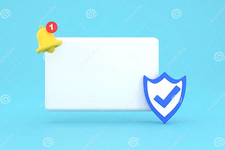 Empty Reminder Pop Up, Notification Bell Icon with Shield Check Mark ...