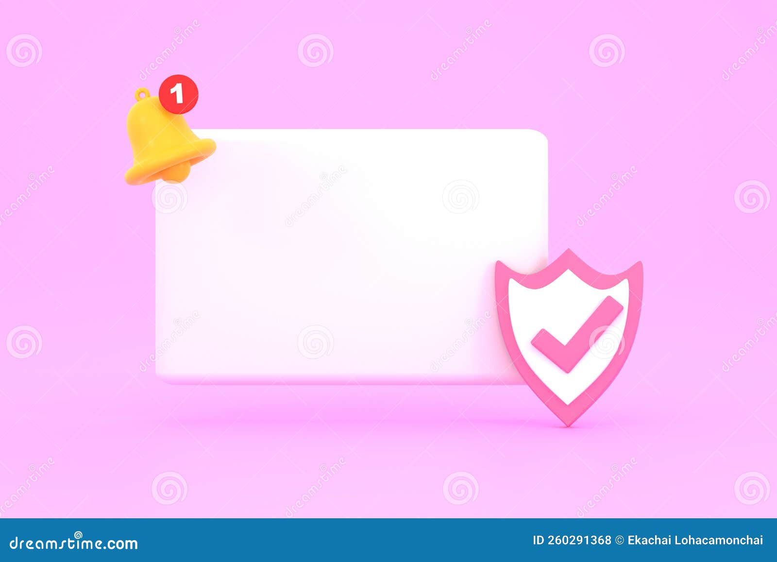 Empty Reminder Pop Up, Notification Bell Icon with Shield Check Mark ...