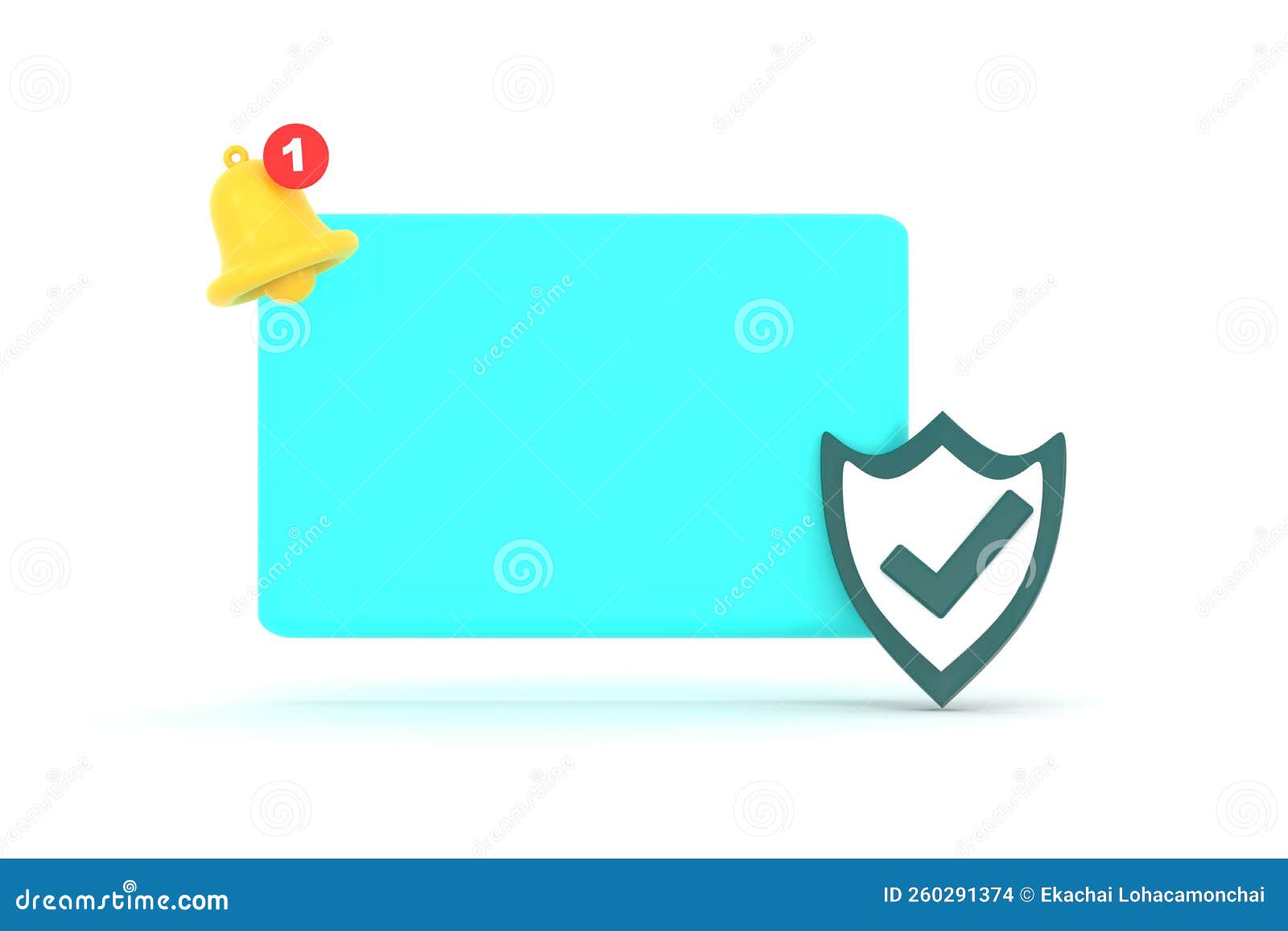 Empty Reminder Pop Up, Notification Bell Icon with Shield Check Mark ...