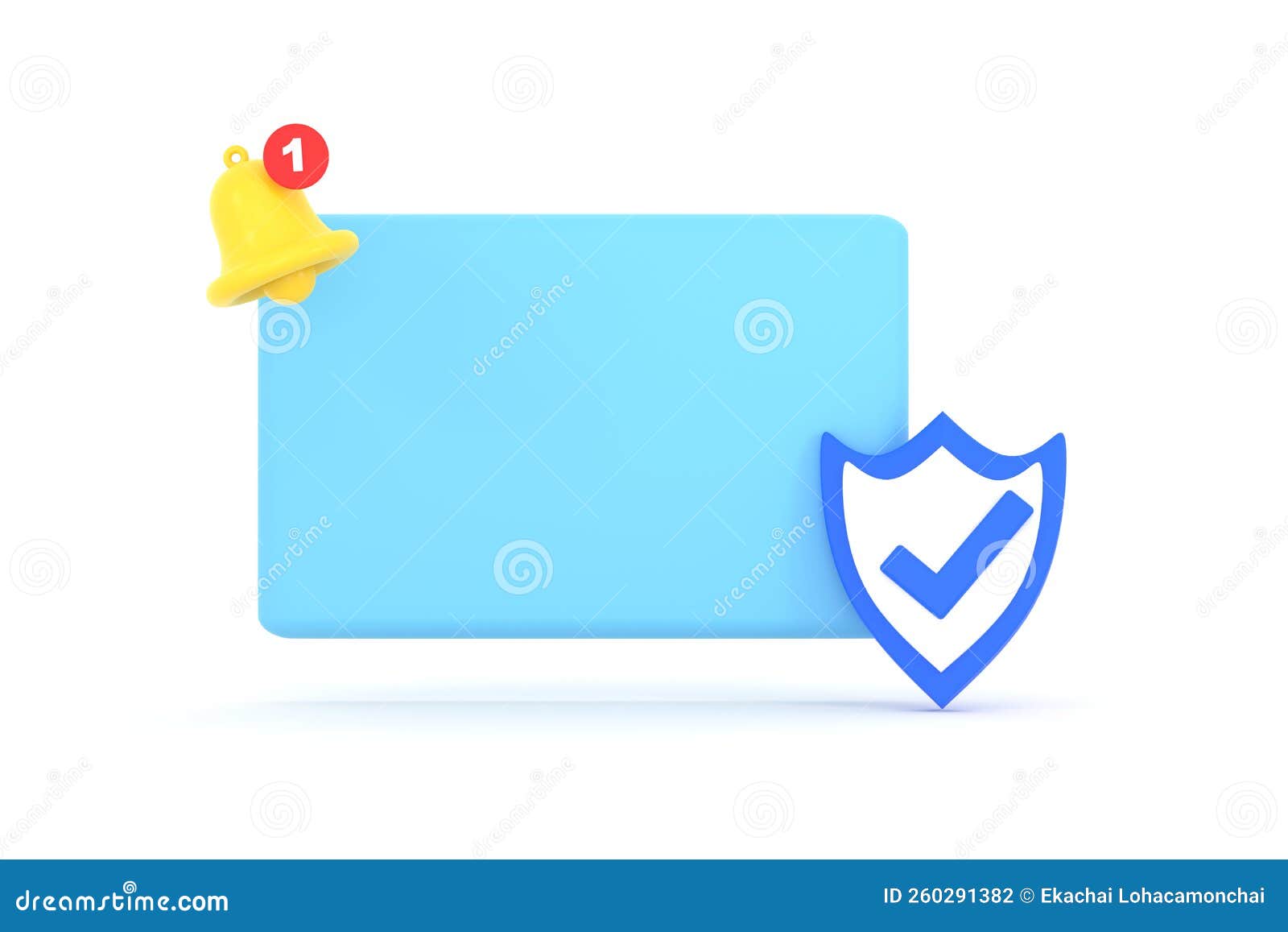 Empty Reminder Pop Up, Notification Bell Icon with Shield Check Mark ...