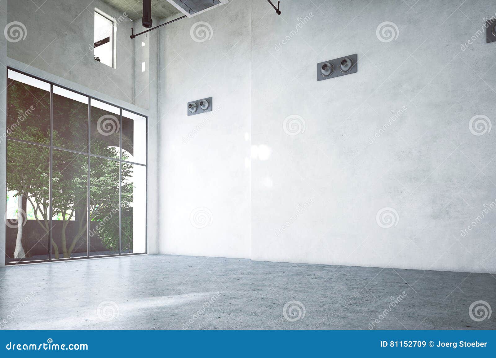 Empty Rendered Industrial Room Stock Illustration - Illustration of ...