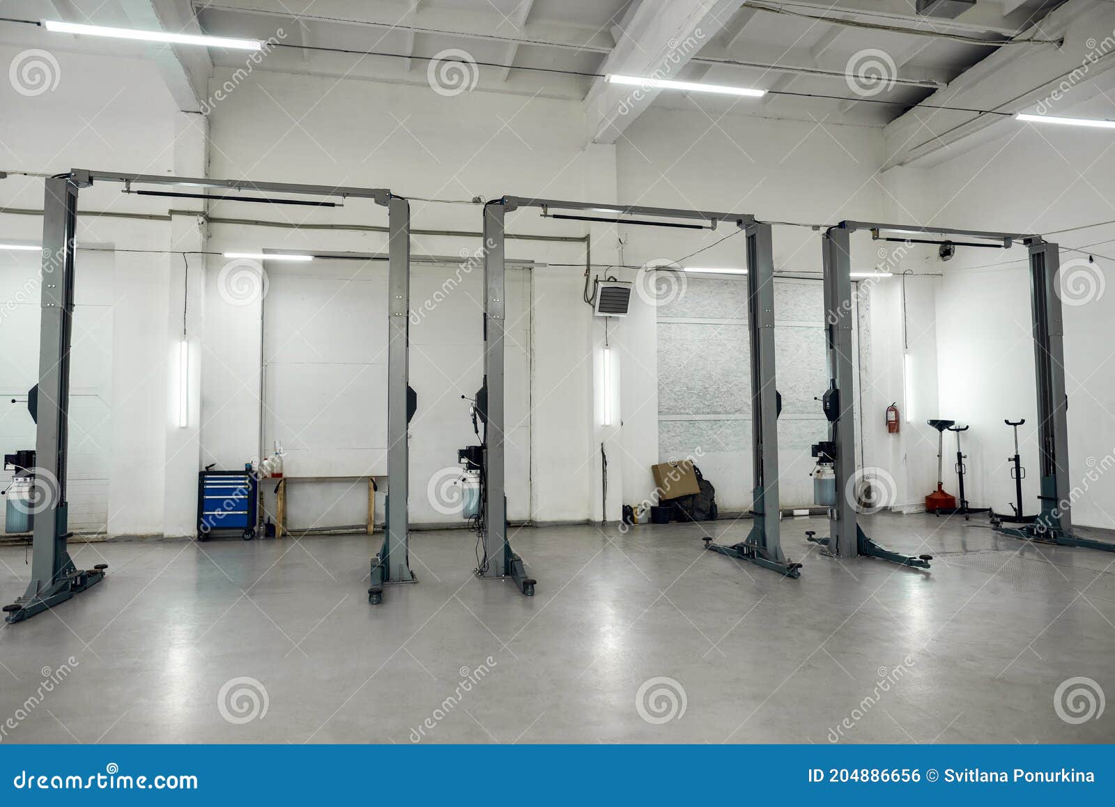 Empty Repair Frames at Car Service Station Stock Photo - Image of ...