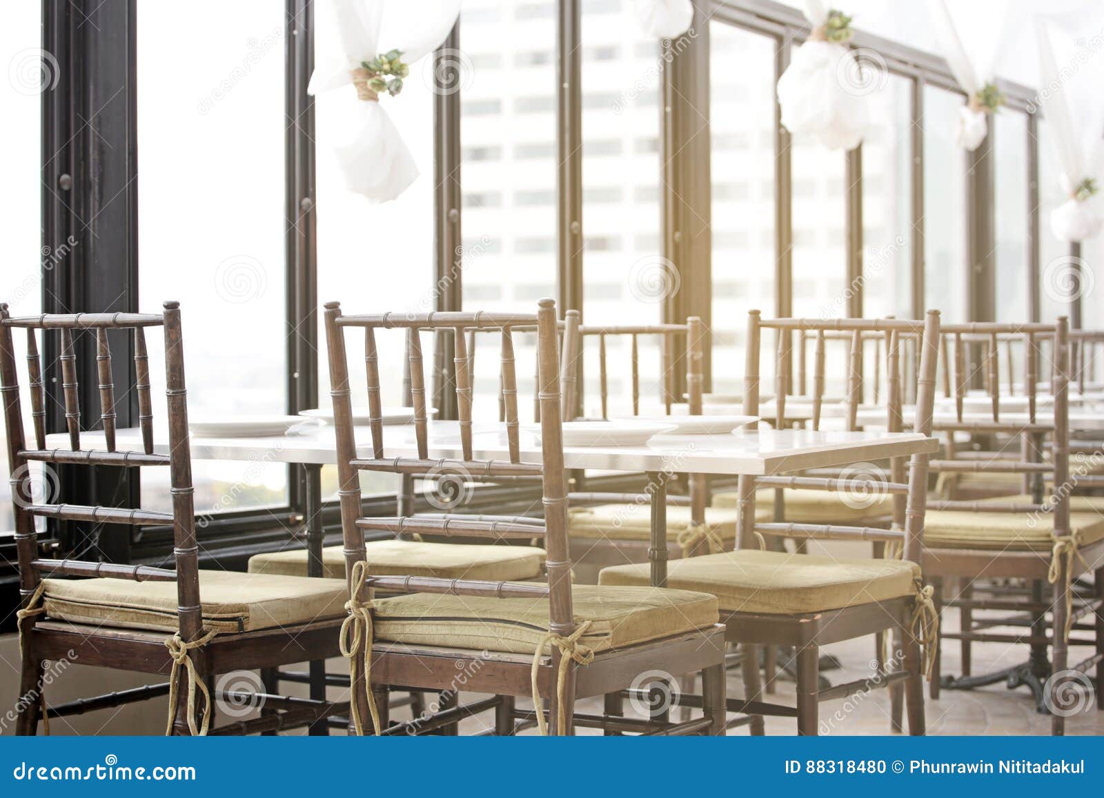 Empty Restaurant Interior in the Morning Stock Photo - Image of empty ...