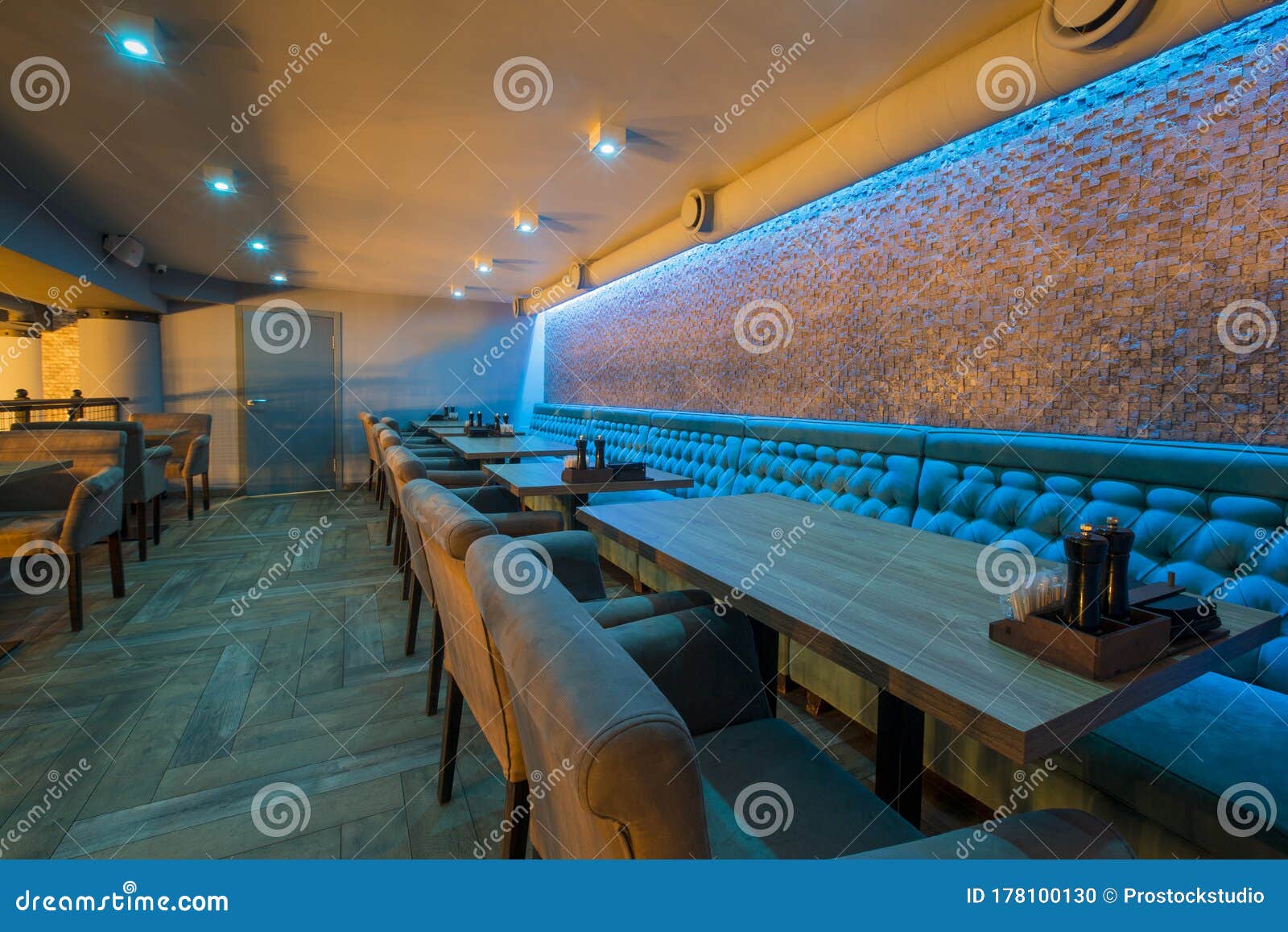 Empty Restaurant Interior, Quarantine Concept, Take Away Stock Photo ...