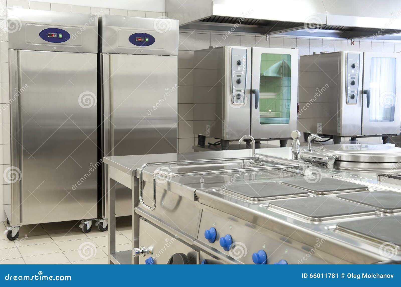 Empty Restaurant Kitchen with Professional Equipment Stock Image ...