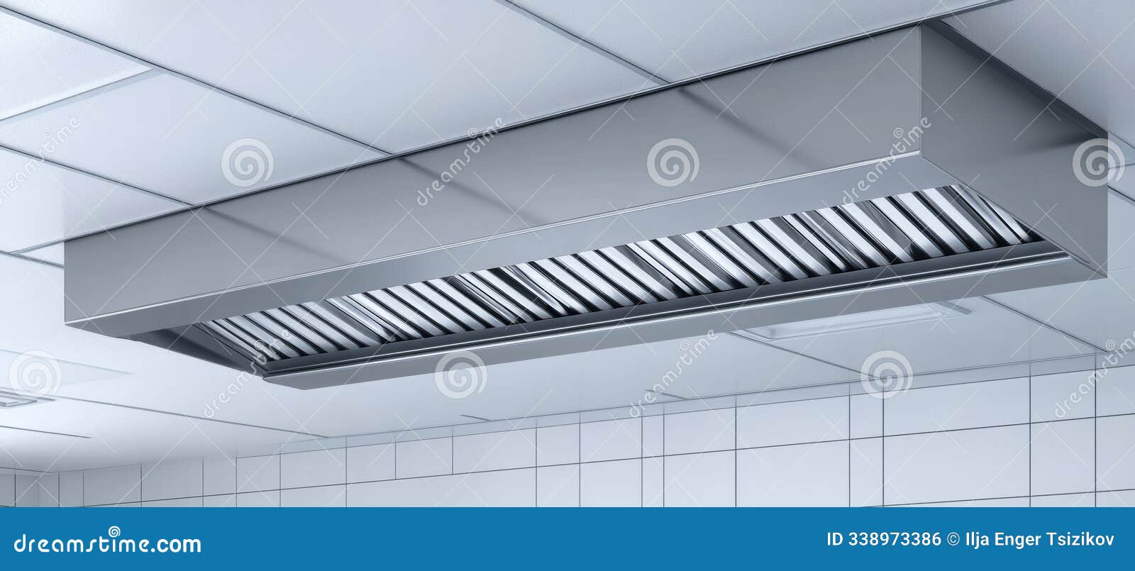 Empty Restaurant Kitchen with Stainless Steel Extractor Ventilation ...