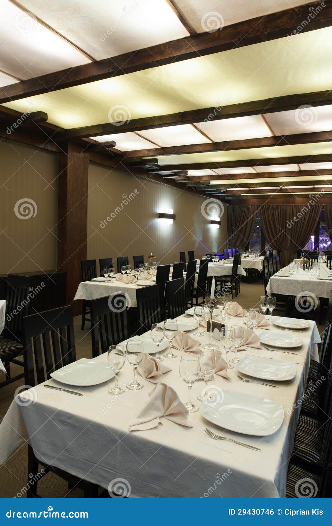 Empty Restaurant Prepared for Guests Stock Photo - Image of napkin ...