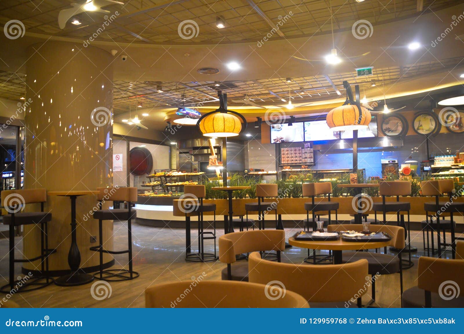 Empty Restaurant, Table and Chairs Stock Photo - Image of cafeteria ...