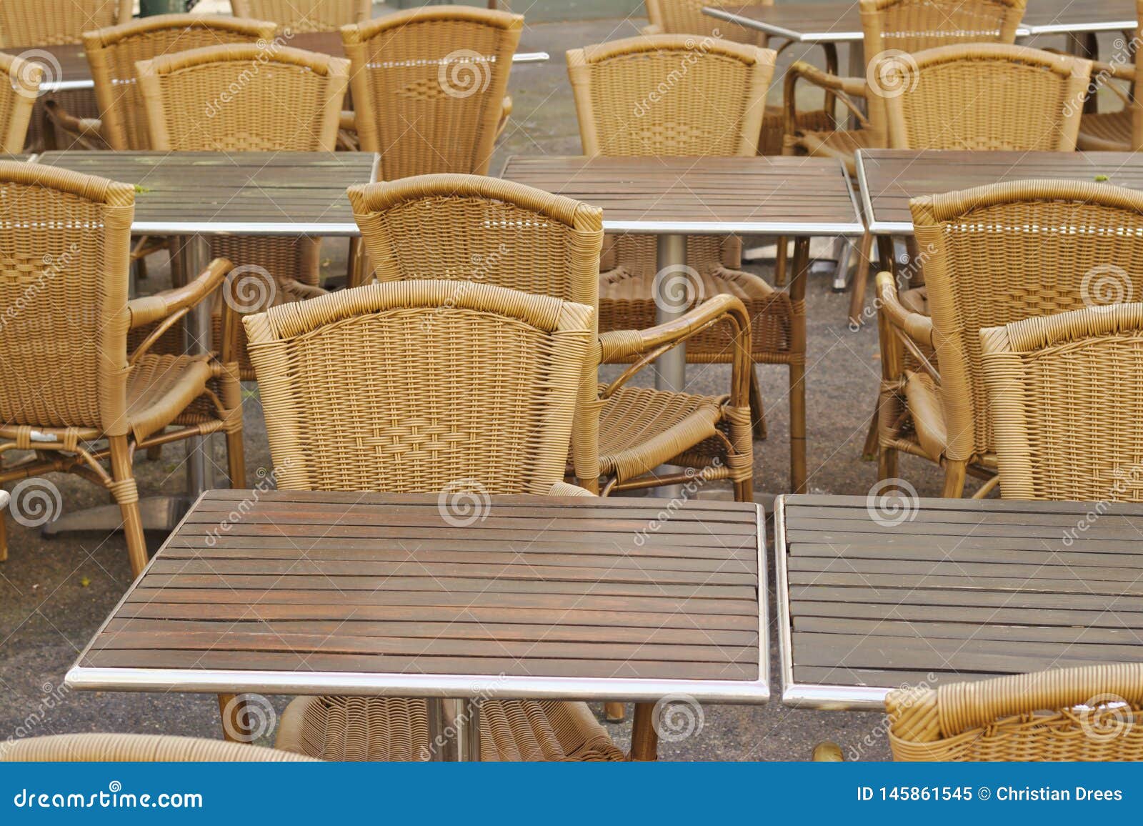Empty restaurant tables stock image. Image of outside - 145861545