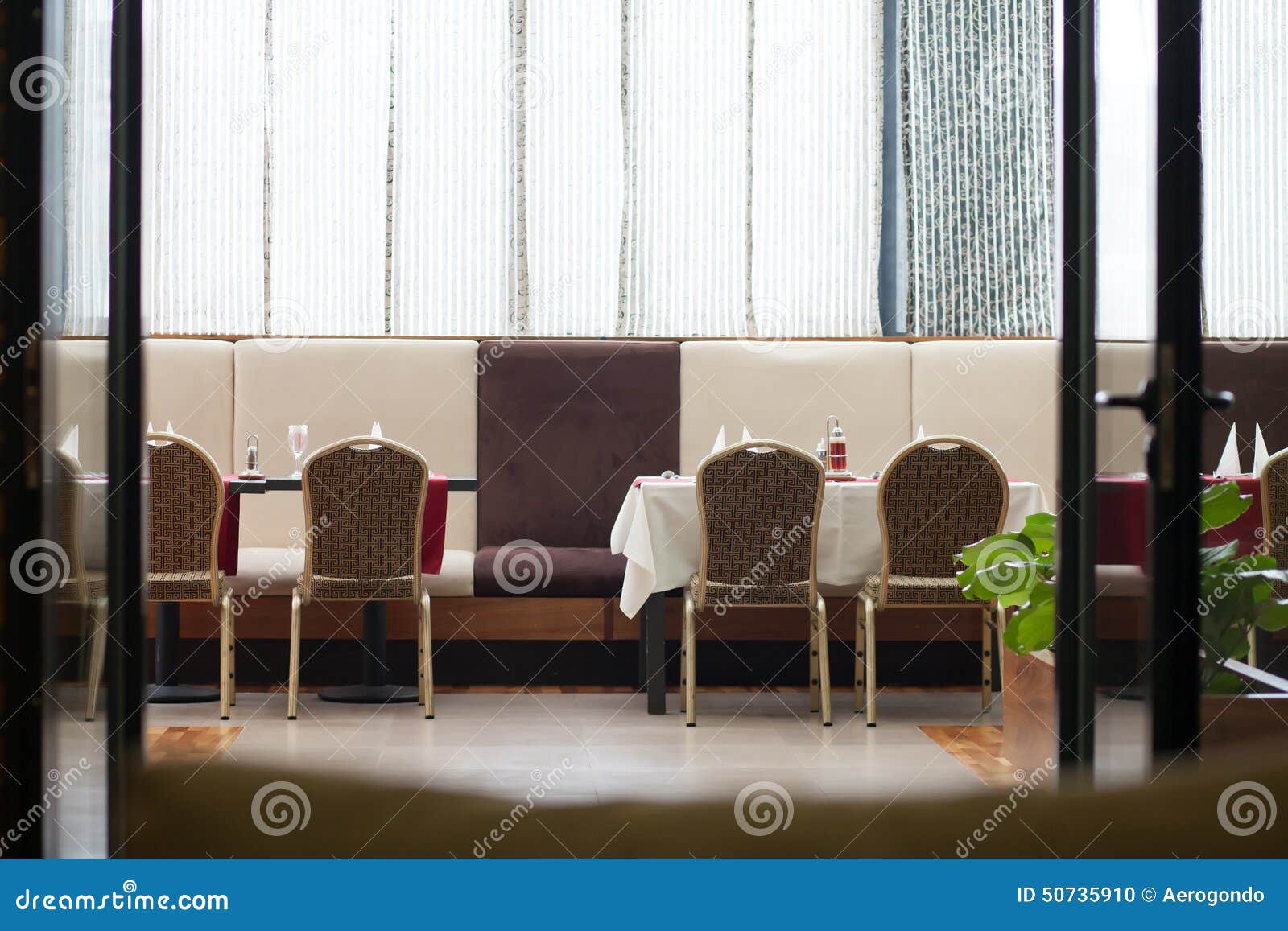 Empty restaurant tables stock photo. Image of cafe, dinner - 50735910