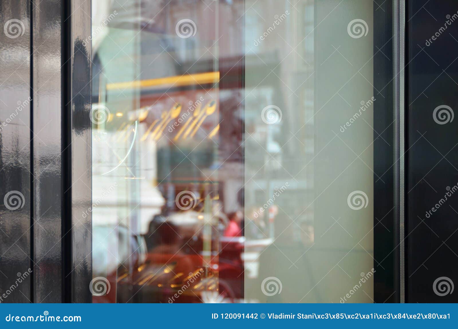 Empty Restaurant Window from Outside for Logo Design Promotion, Mockup ...