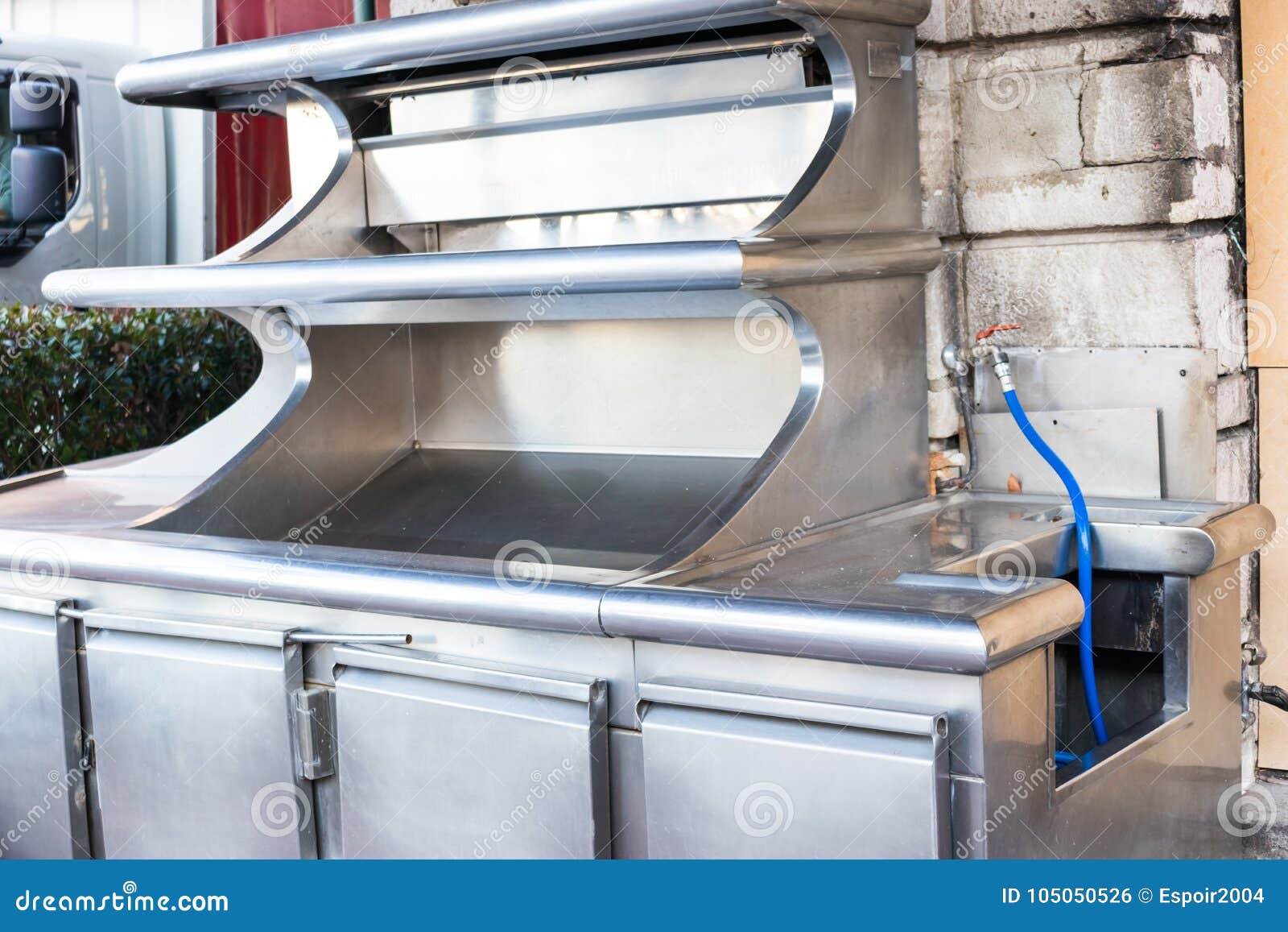 An Empty Restaurant Workstand Made of Stainless Steel . Stock Photo ...