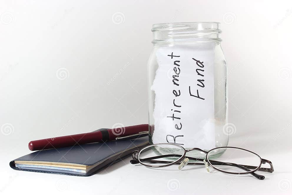 Empty Retirement Fund Jar stock photo. Image of checkbook - 28581704