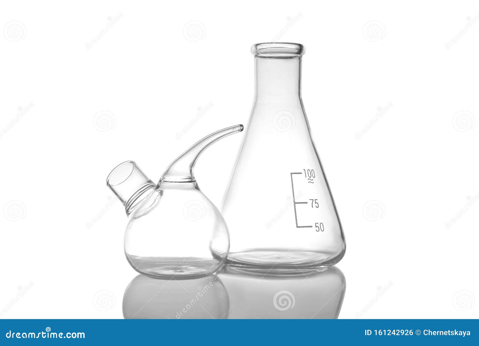 Empty Retort and Conical Flasks on Background. Laboratory Glassware ... Empty Retort and Conical Flasks on Background. Laboratory Glassware ...