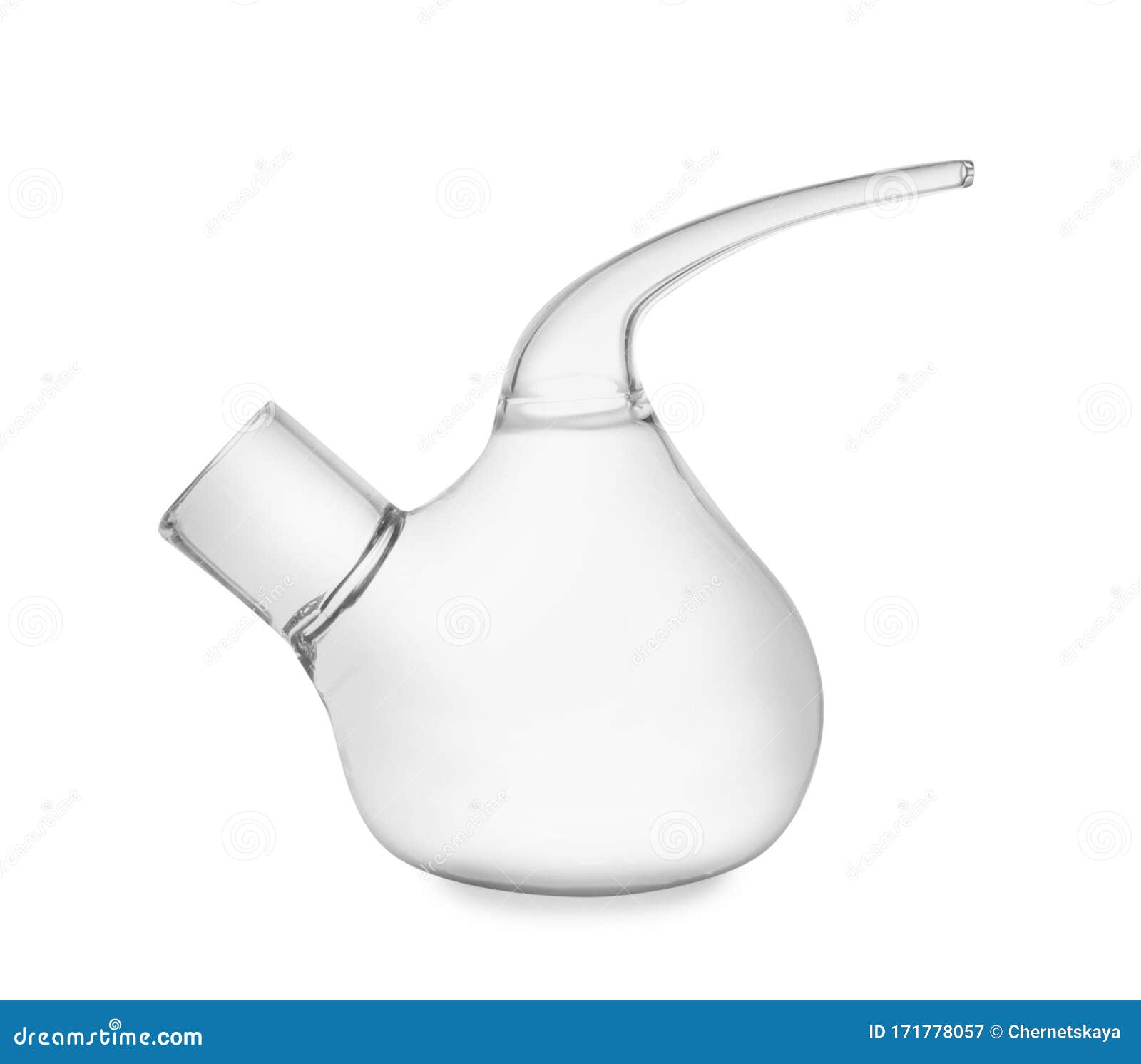 Retort Flask With Blue Liquid On Background. Laboratory Glassware Stock ...