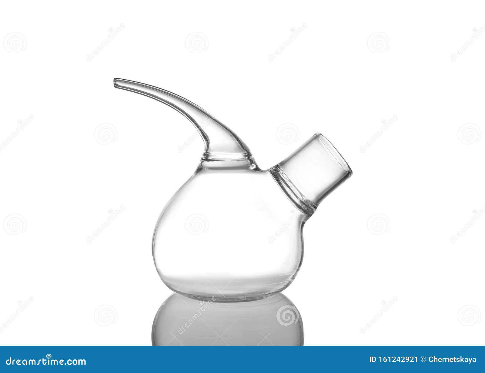 Retort Flask With Blue Liquid On Background. Laboratory Glassware Stock ...