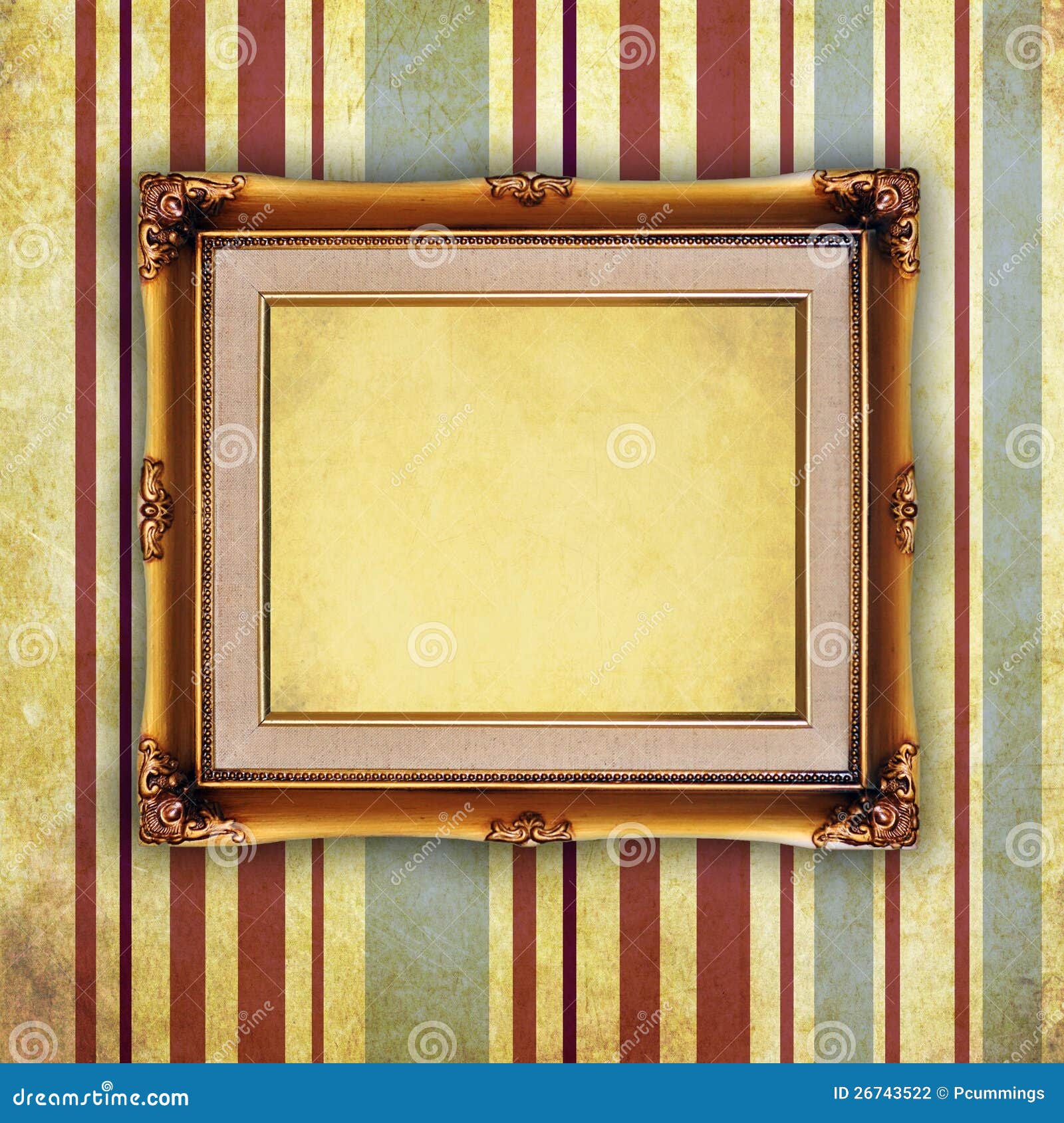 Empty Retro Picture Frame on Old Wall Stock Illustration - Illustration ...