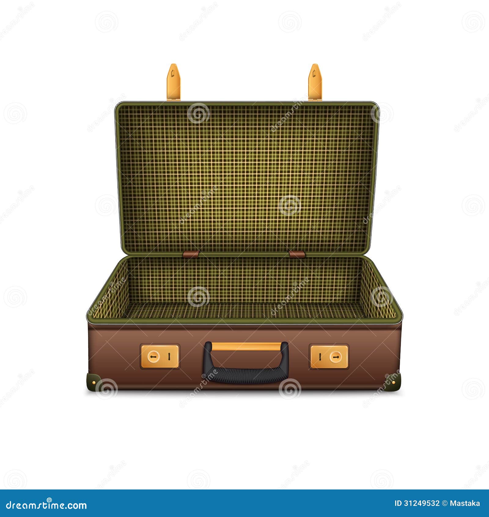 Empty Retro Suitcase, Isolated on White. Stock Vector - Illustration of ...