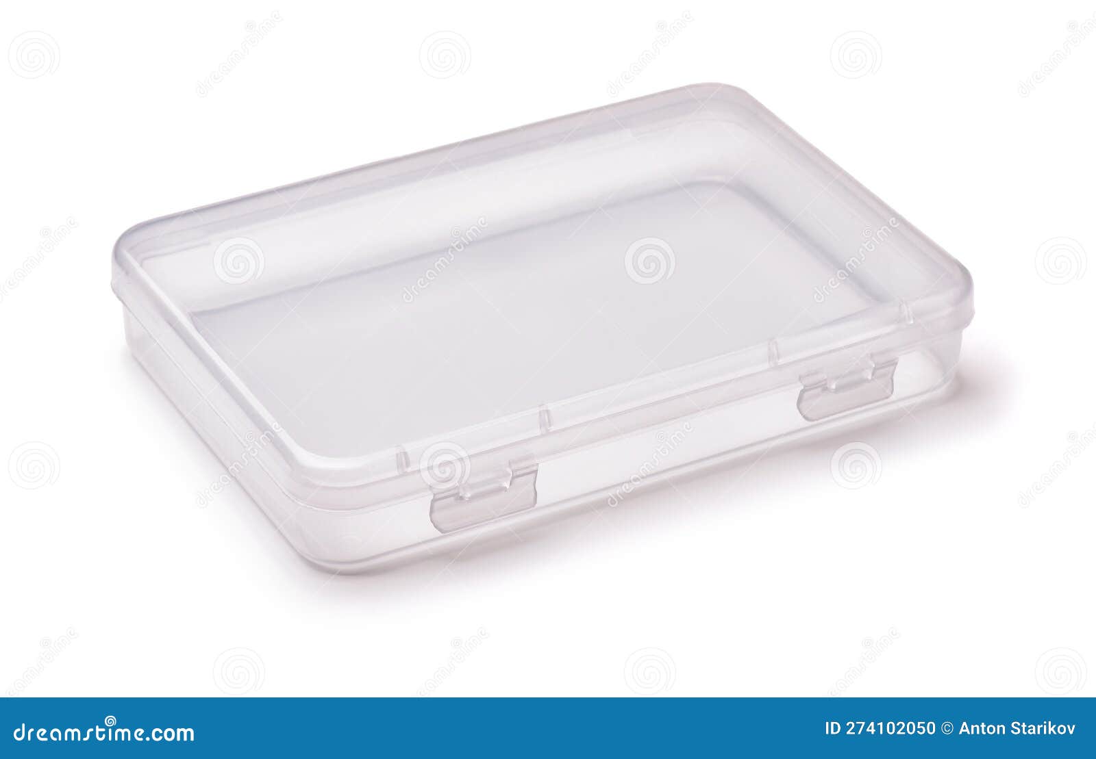 Empty Reusable Transparent Plastic Box with Hinged Lid Stock Photo ...