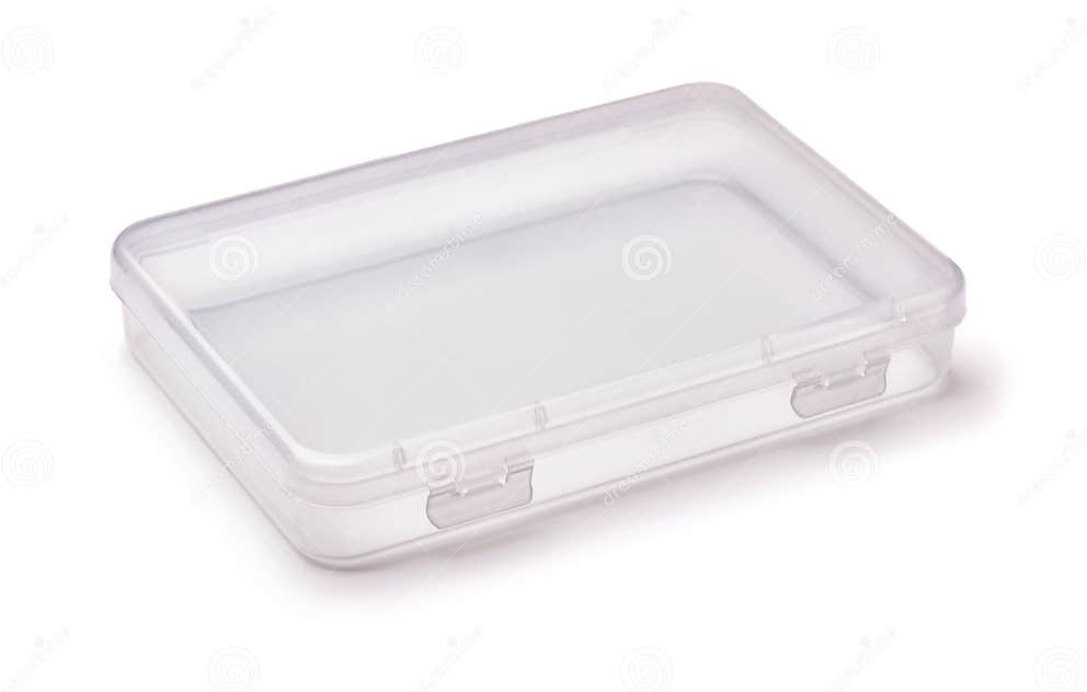 Empty Reusable Transparent Plastic Box with Hinged Lid Stock Photo ...