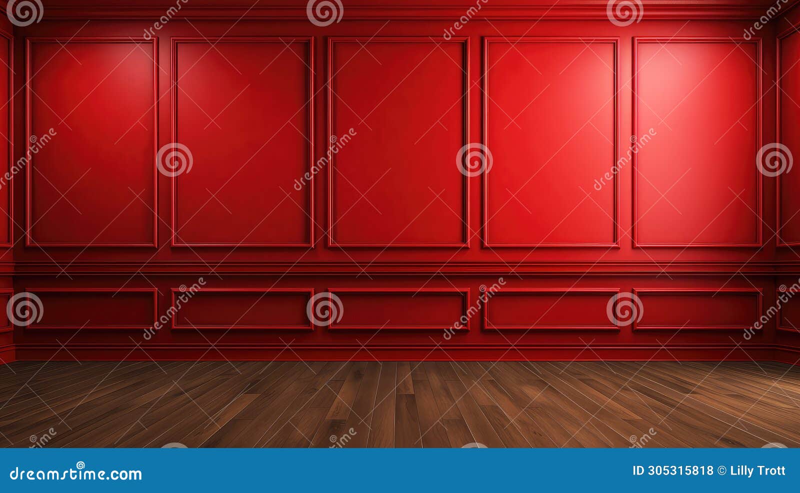 Empty Rich Red Wall Mock Up, with Panels Stock Photo - Image of ...