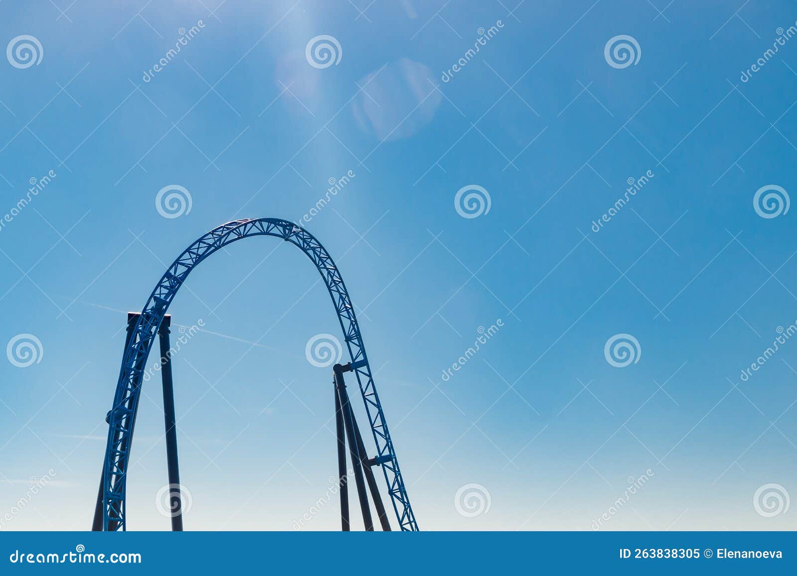 Empty Ride Roller Coaster on Sky Background in Amusement Park Stock ...